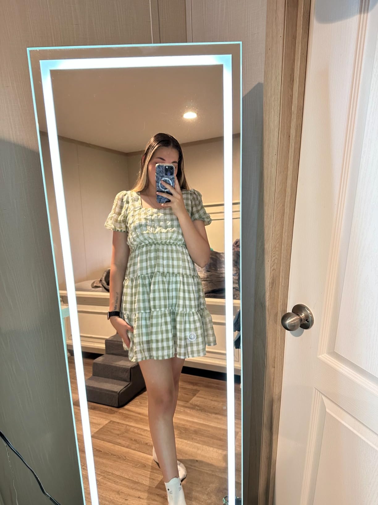 $31/mo - Finance NeuType Full Length Mirror, 65"x22" Solid Wood Ladder ...