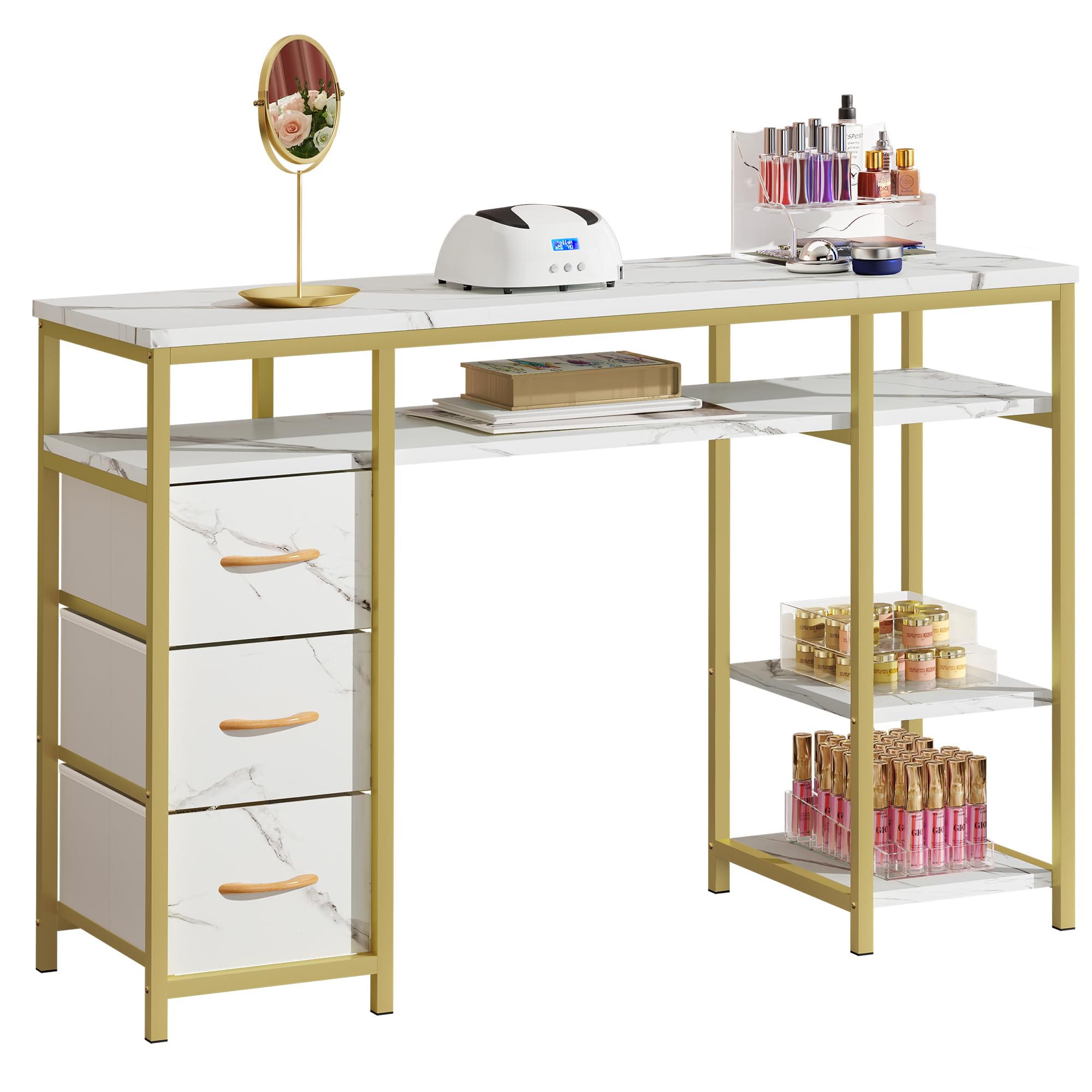 Amazon.com: DWVO Nail Desk, Manicure Table Nail Station, Marbling ...