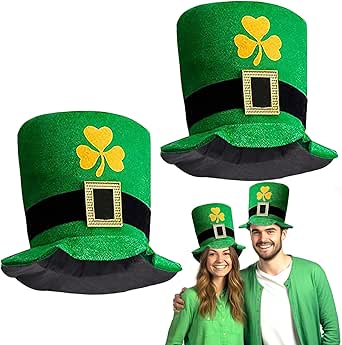 Amazon.com: iGeeKid 2 Pcs St Patricks Day Top Hats Green Leprechauns ...