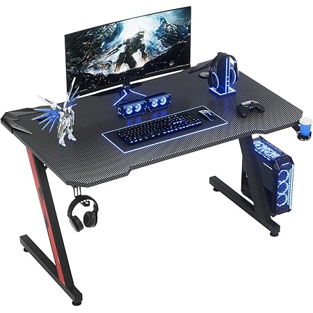 Amazon.com: Tangkula Gaming Desk, Z Shaped Ergonomic Gaming Computer ...