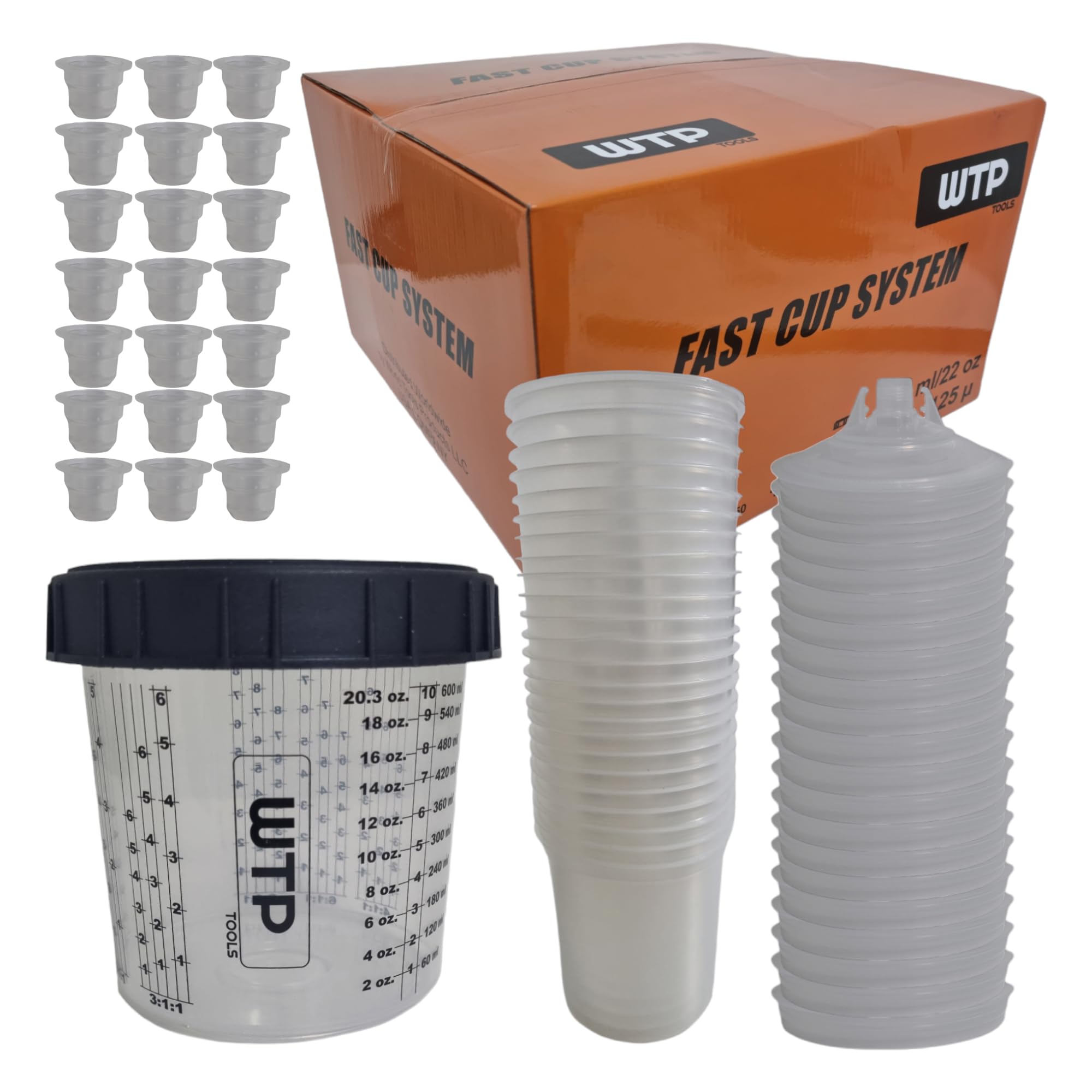 Amazon.com: WTP TOOLS Disposable Paint Cup System KIT Combo, 50 Lids ...