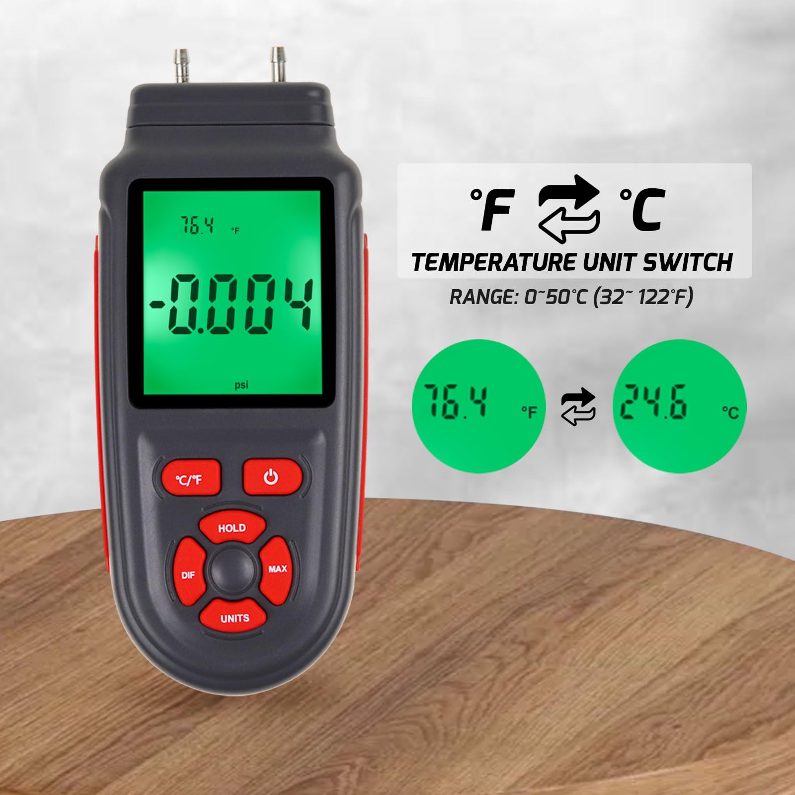 Snapklik.com : Manometer Gas Pressure Tester Gauges HVAC 12 Selectable ...