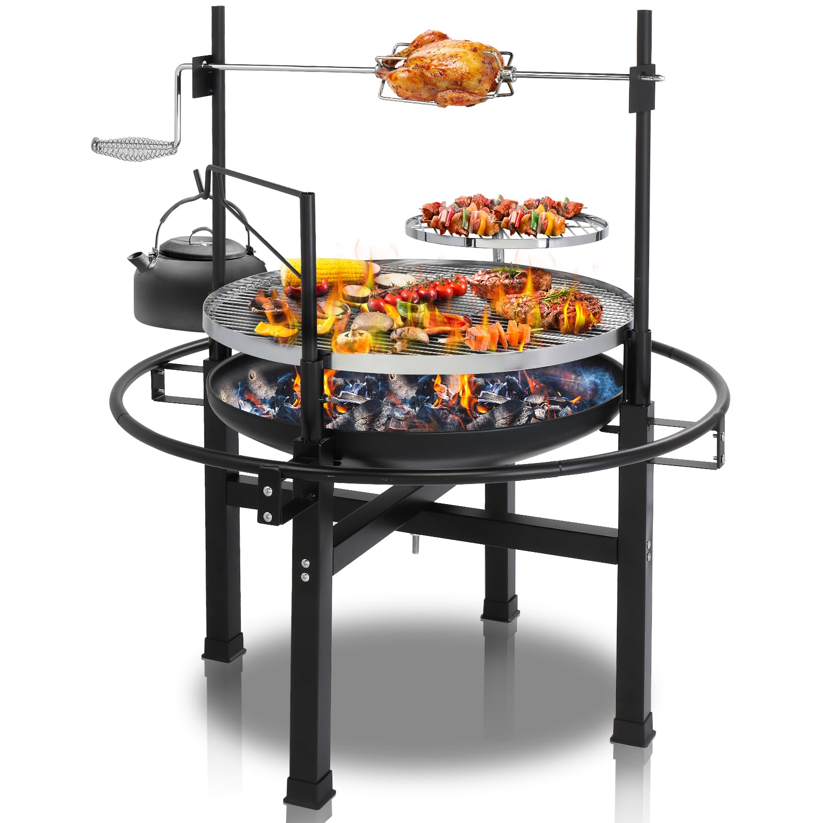 Amazon.com : Outvita 33 Inch 2 in 1 Fire Pit with Grills, Wood Burning ...