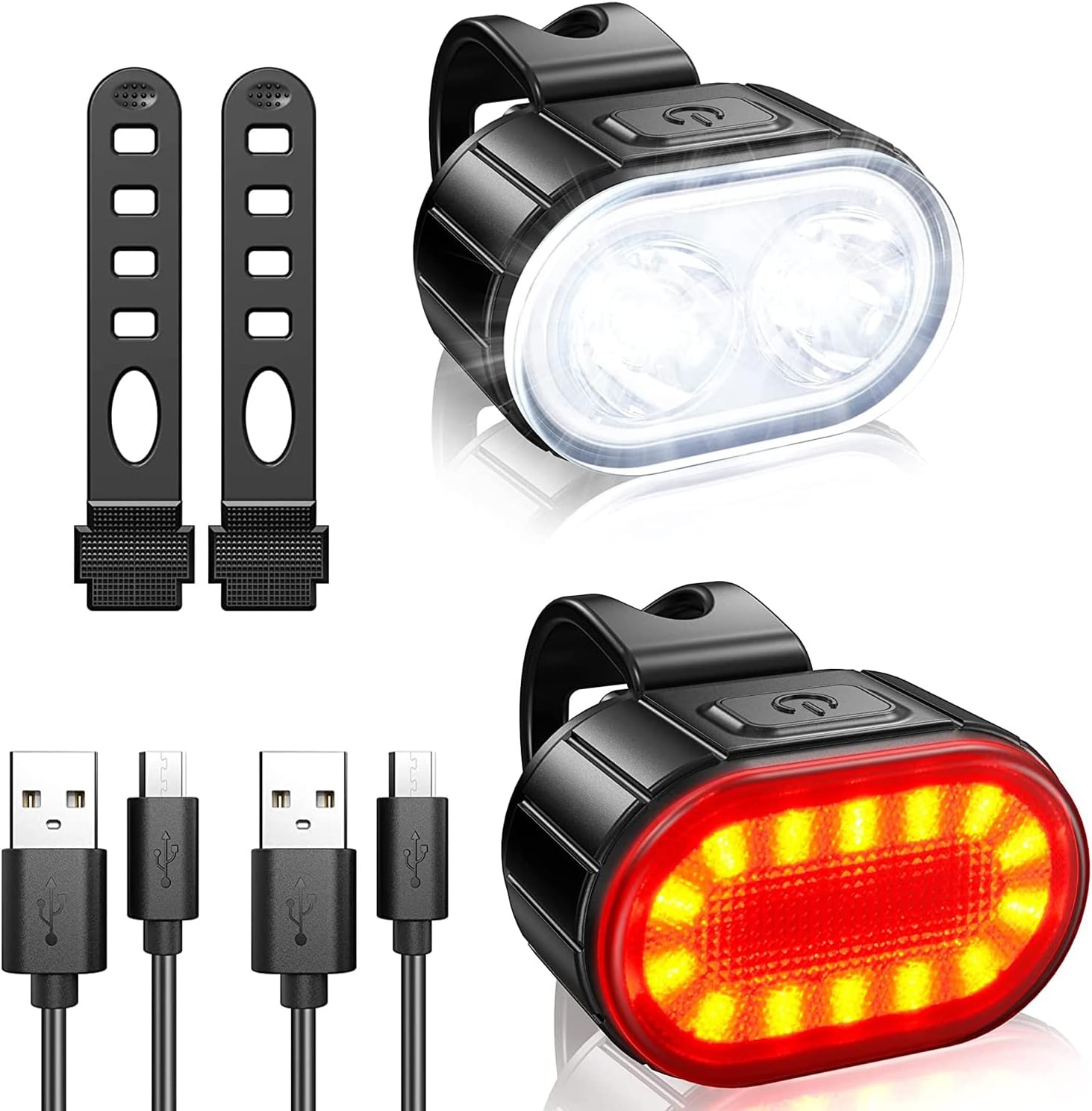 Bike Light set, USB Rechargeable Super Bright LED Cycle Lights ...