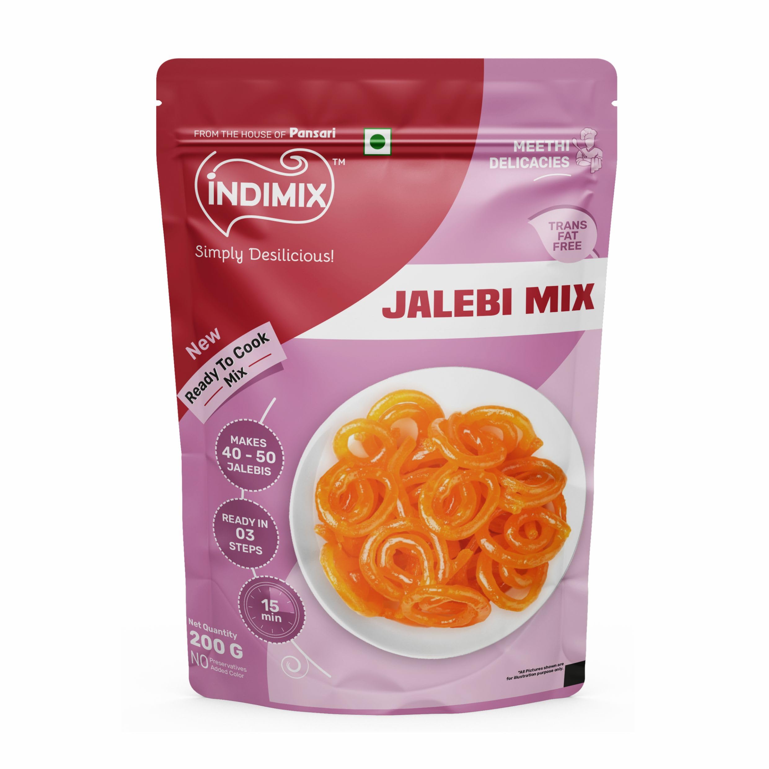 INDIMIX Instant Jalebi Mix 200g | Ready-to-Cook Crispy Jalebi with Soft ...