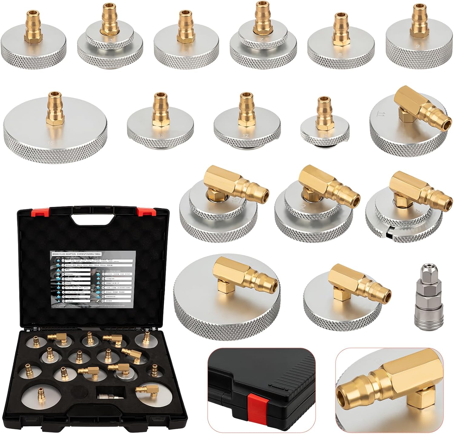 Amazon.com: HUMZOR 17PCS Brake Bleeder Adapter Kit Master Cylinder ...