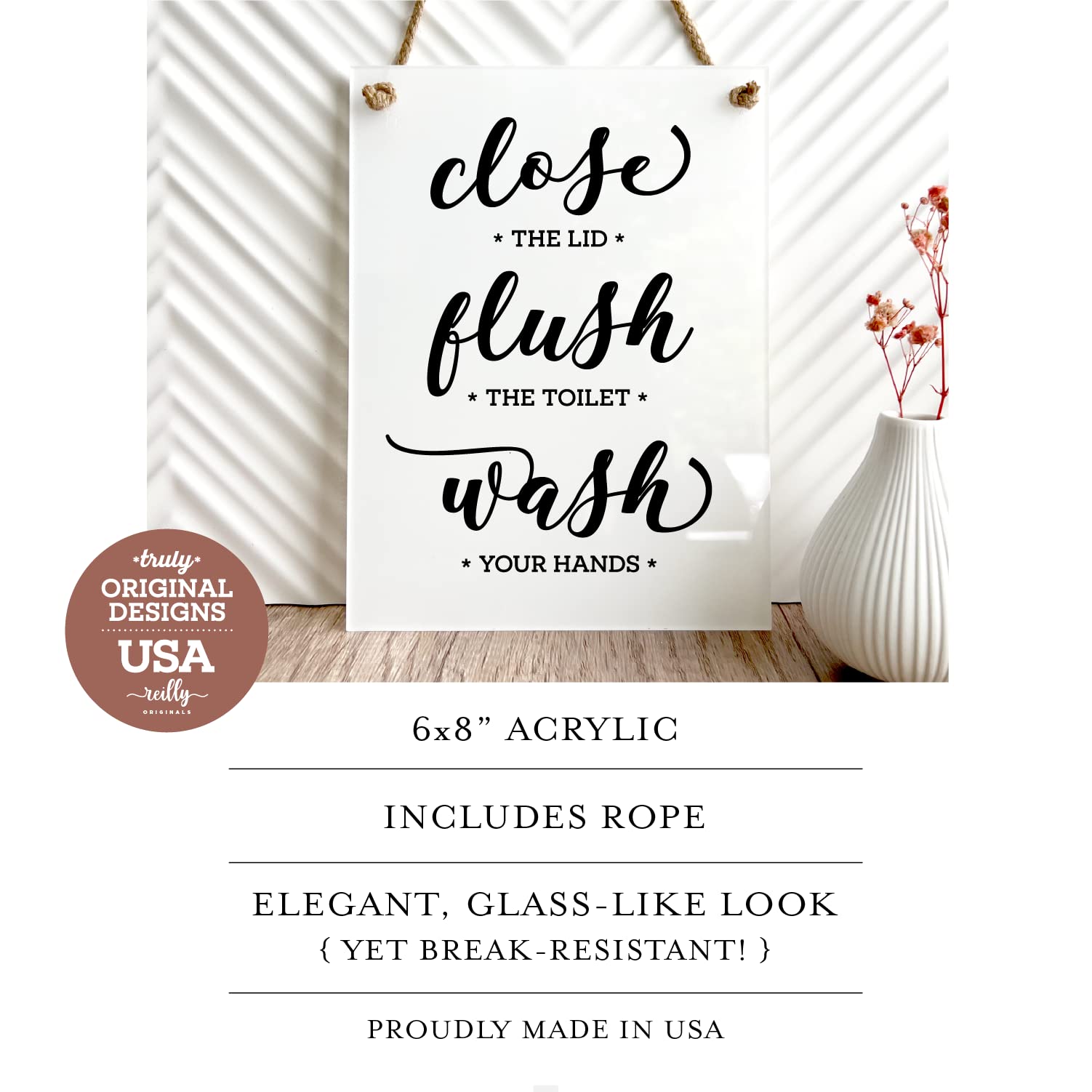Snapklik.com : 6x8 Inch Close The Lid, Flush The Toilet, Wash Your ...