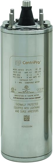 Goulds M50412 4" Submersible CentriPro Motor, 3 Wire, 5 HP, 230V, 1 PH ...
