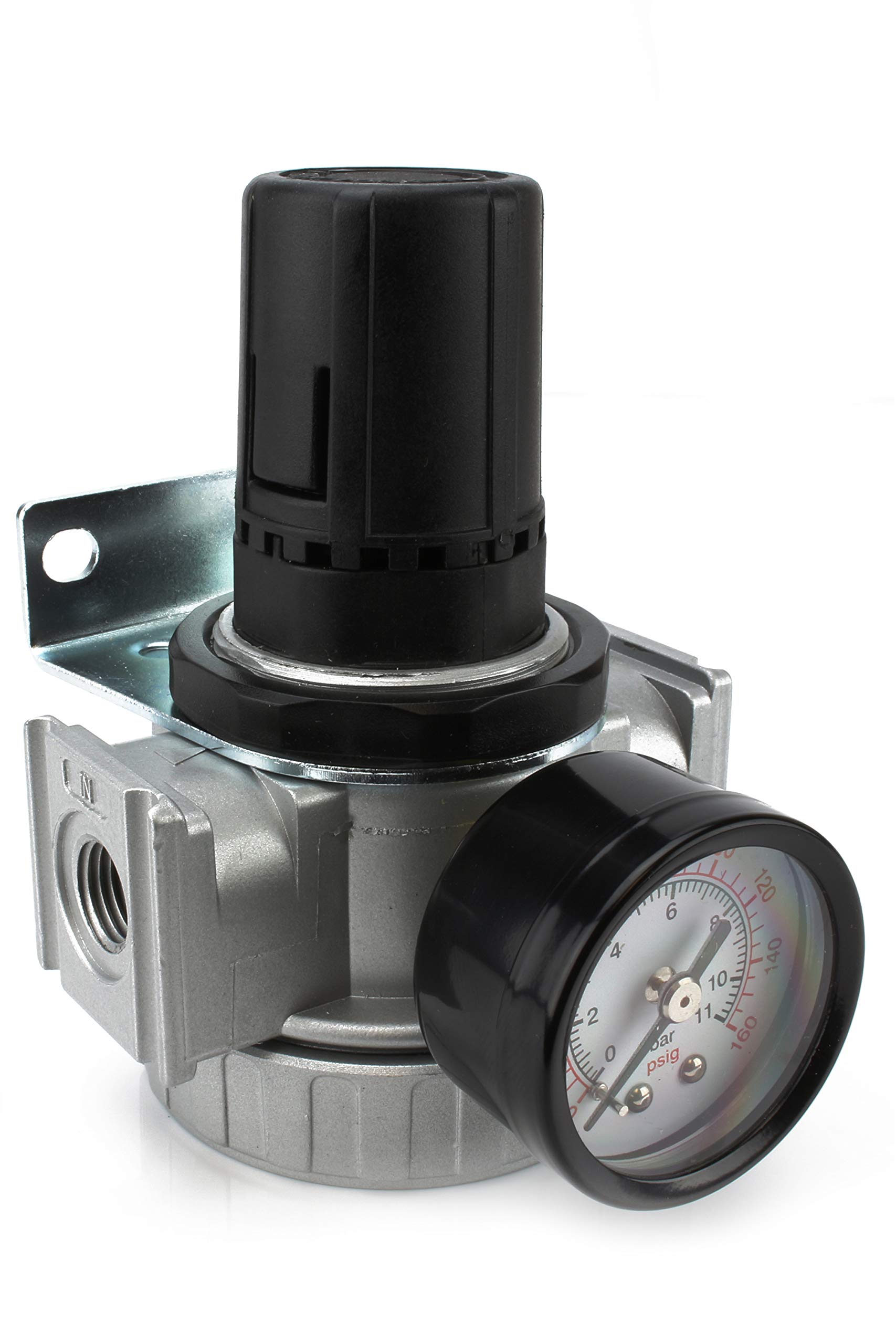 1/4" Heavy Duty Air Compressor Pressure Regulator with Gauge and Wall ...