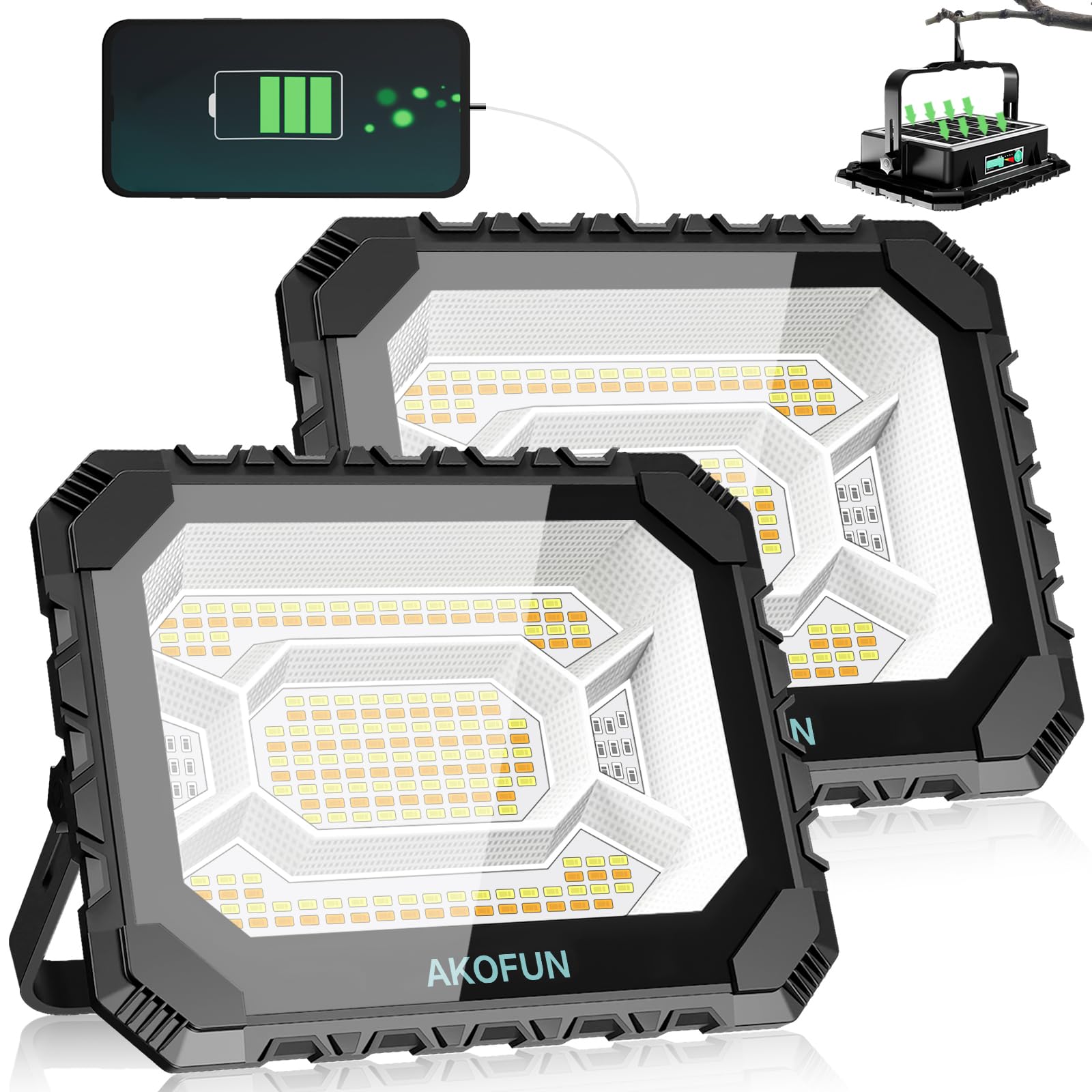 Snapklik.com : 200W LED Solar Work Light Rechargeable, 16000LM Magnetic ...