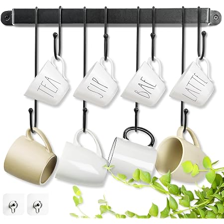 Amazon.com: AJART Coffee Mug Holder for Wall: 17-Inch Black Coffee Bar ...
