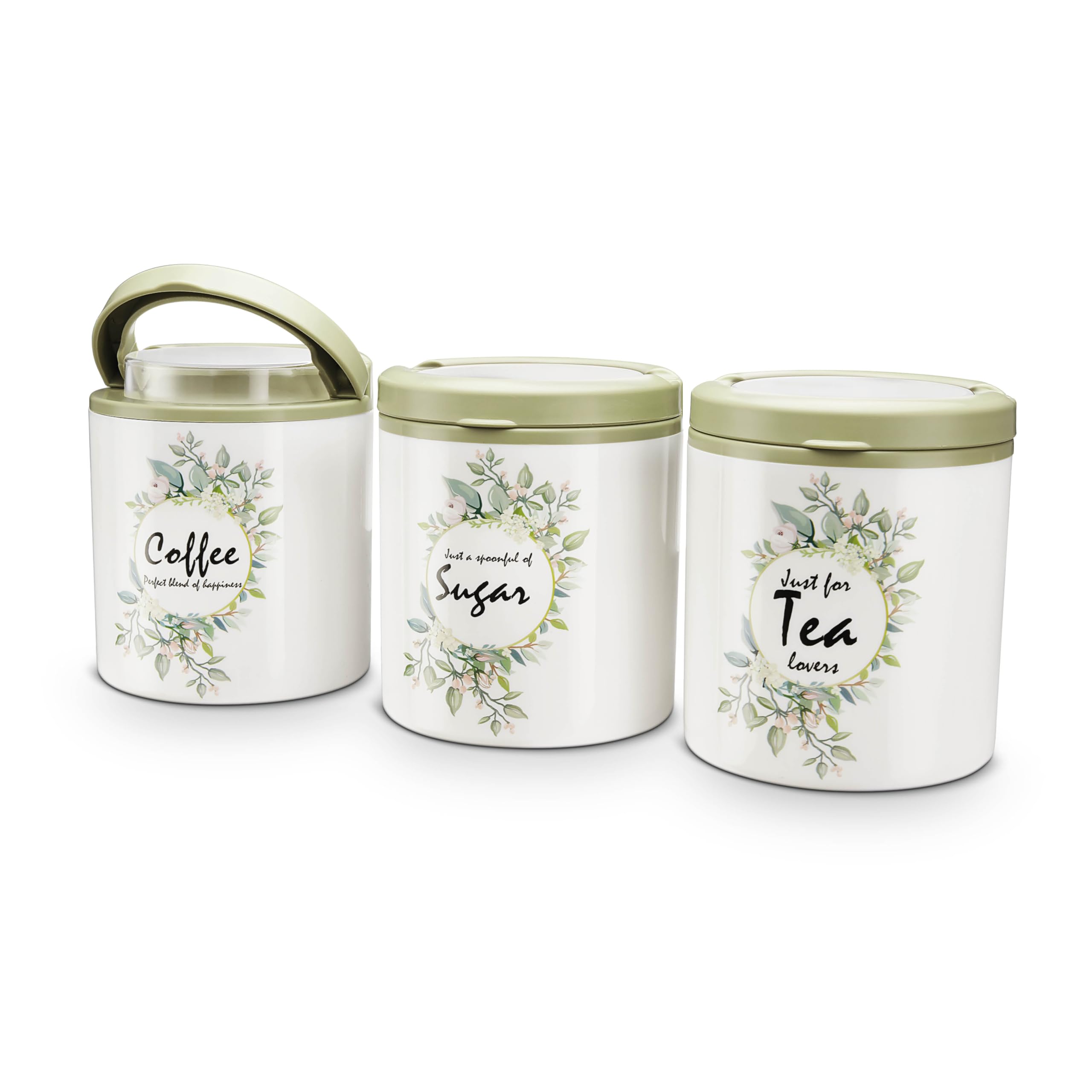 TRUEWARE Lift up Sugar Tea Coffee Container | Set of 3 | Green ...