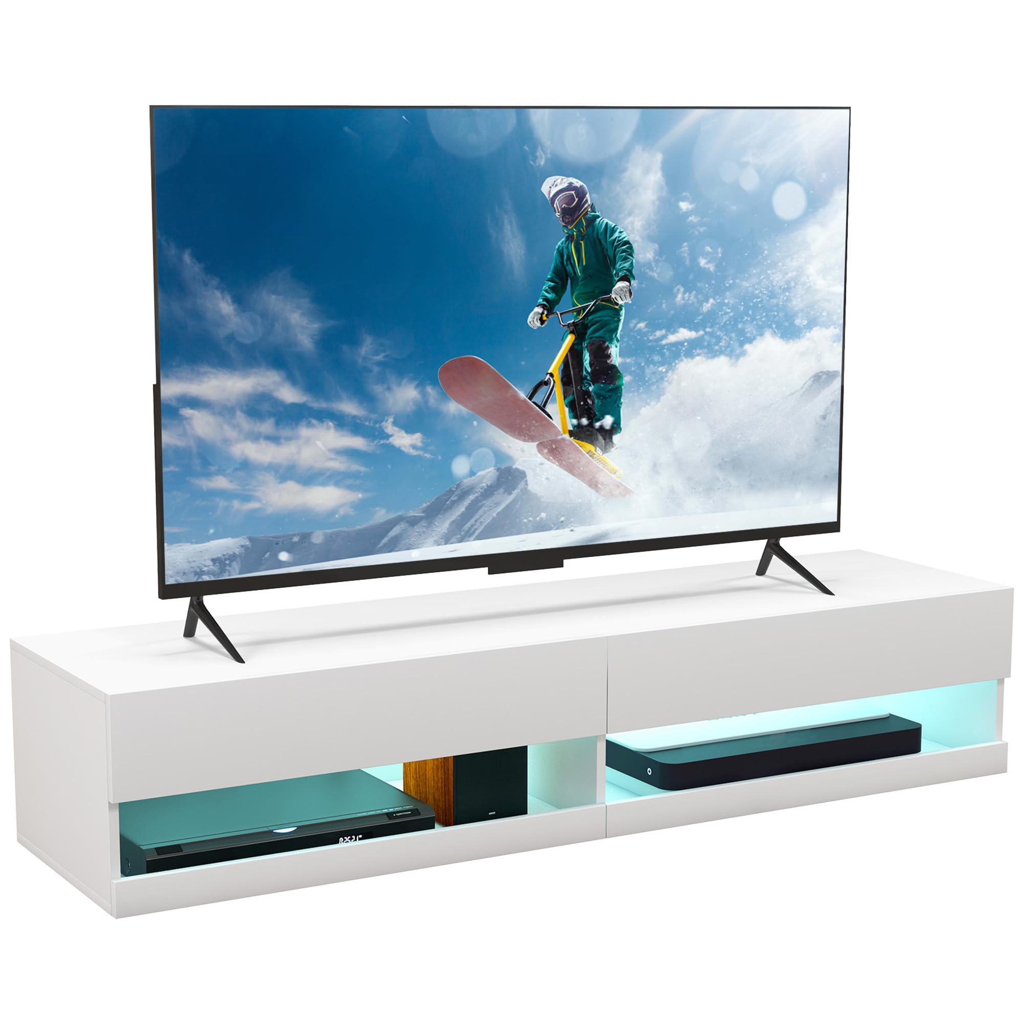 HOMCOM Floating TV Unit, Wall Mounted TV Cabinet for TVs up to 65 ...