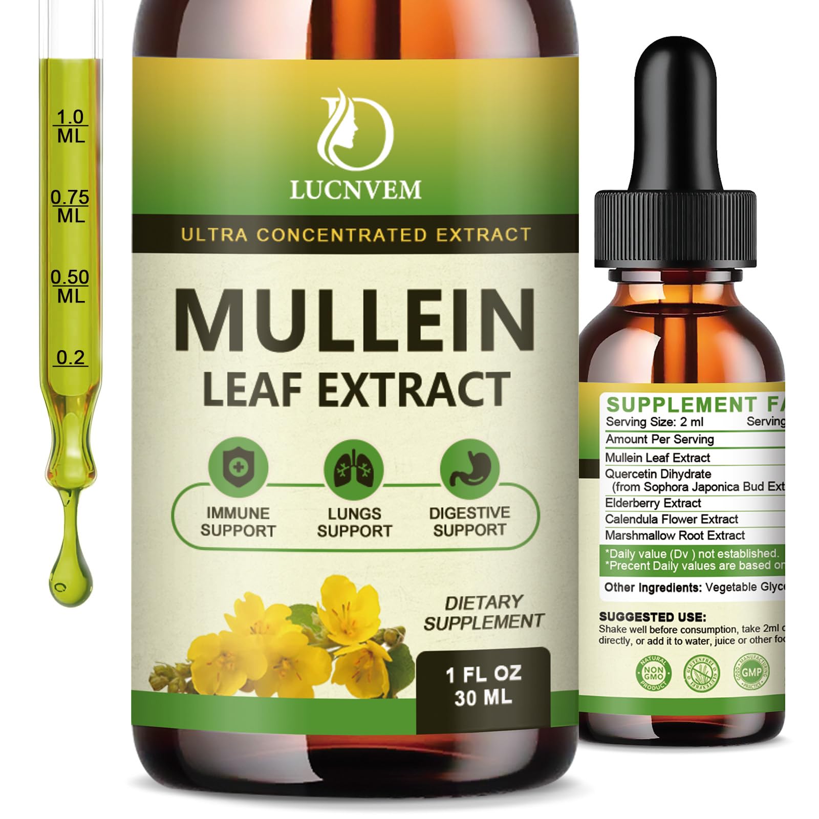 Amazon.com: (2 Pack) 98% Absorption Mullein Drops for Lungs, Powerful 5 ...