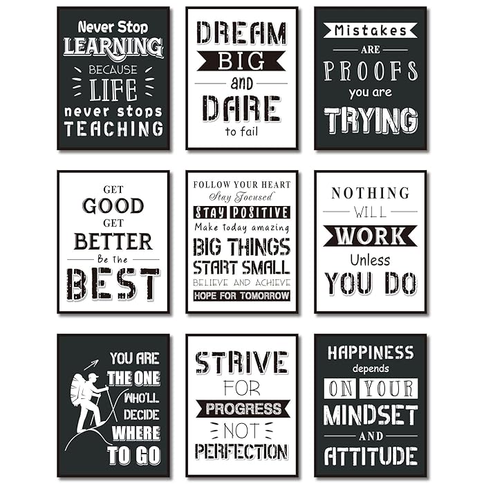 Buy 9 Pieces Inspirational Motivational Posters Classroom Posters ...