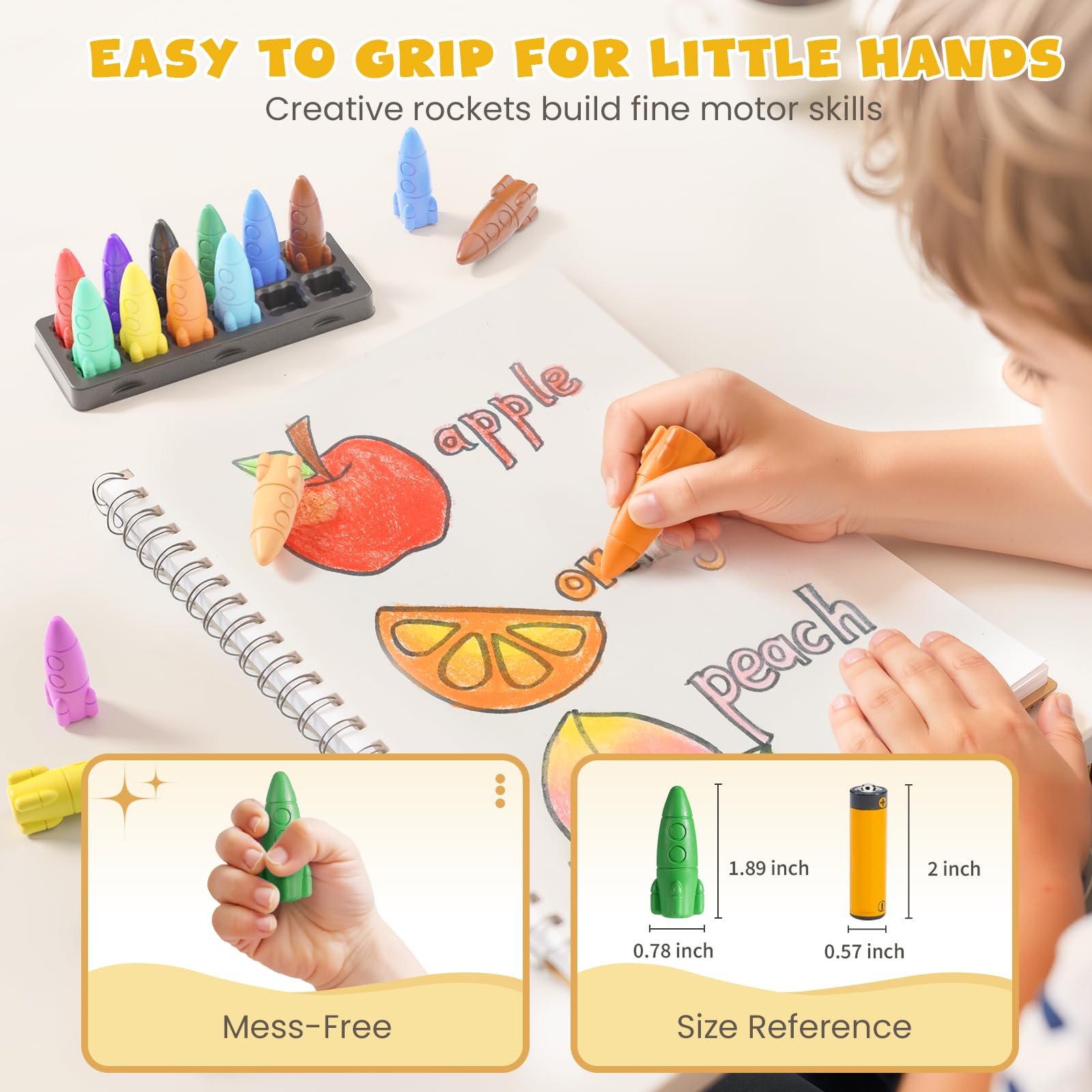 Snapklik.com : 12 Colors Crayons For Toddlers, Non-Toxic Washable ...