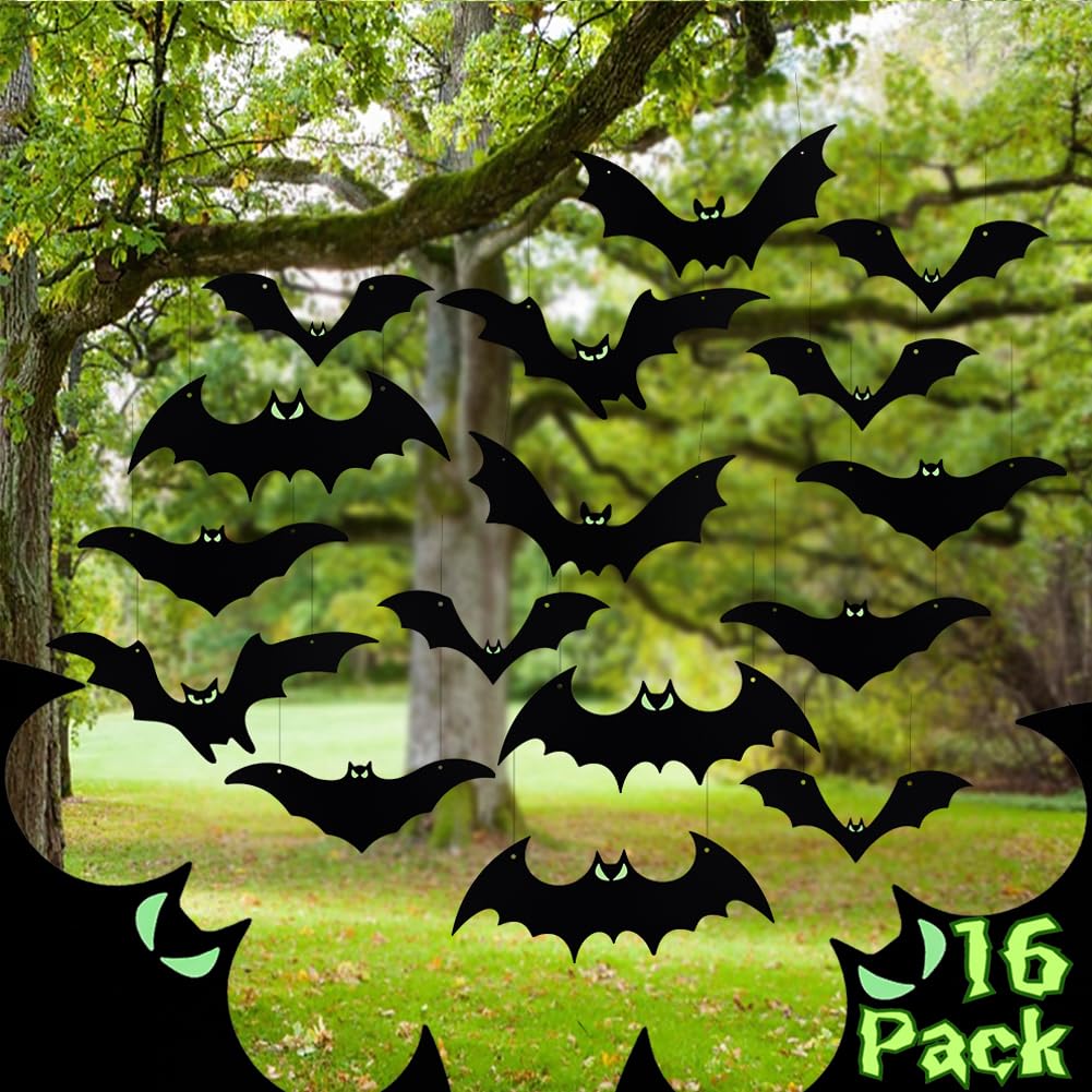Snapklik.com : Hanging Bats Halloween Decorations Outdoor - 16 Pack ...