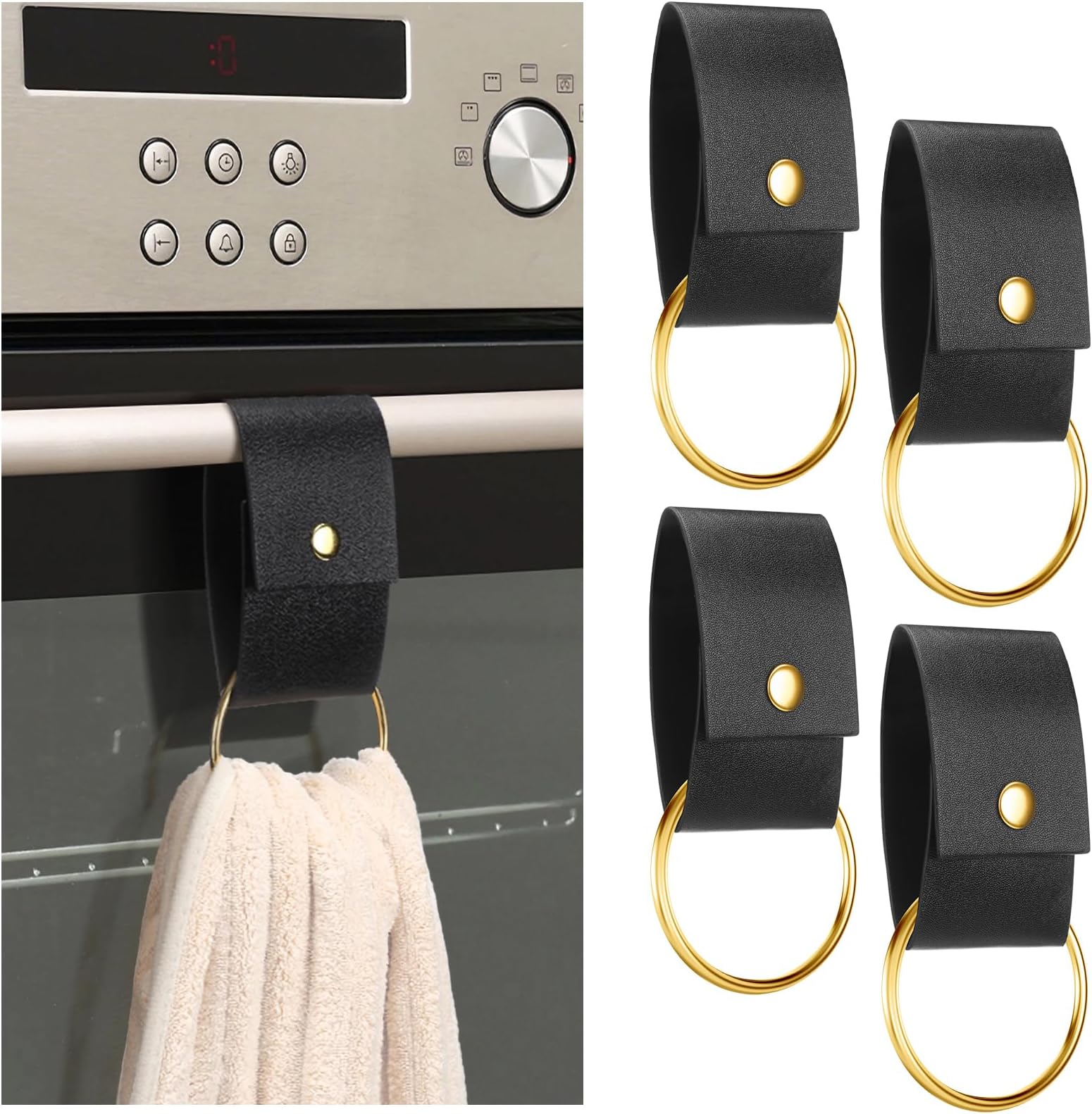 Amazon.com: Zonon 12 Pcs Leather Towel Clips for Kitchen Hanging Tea ...