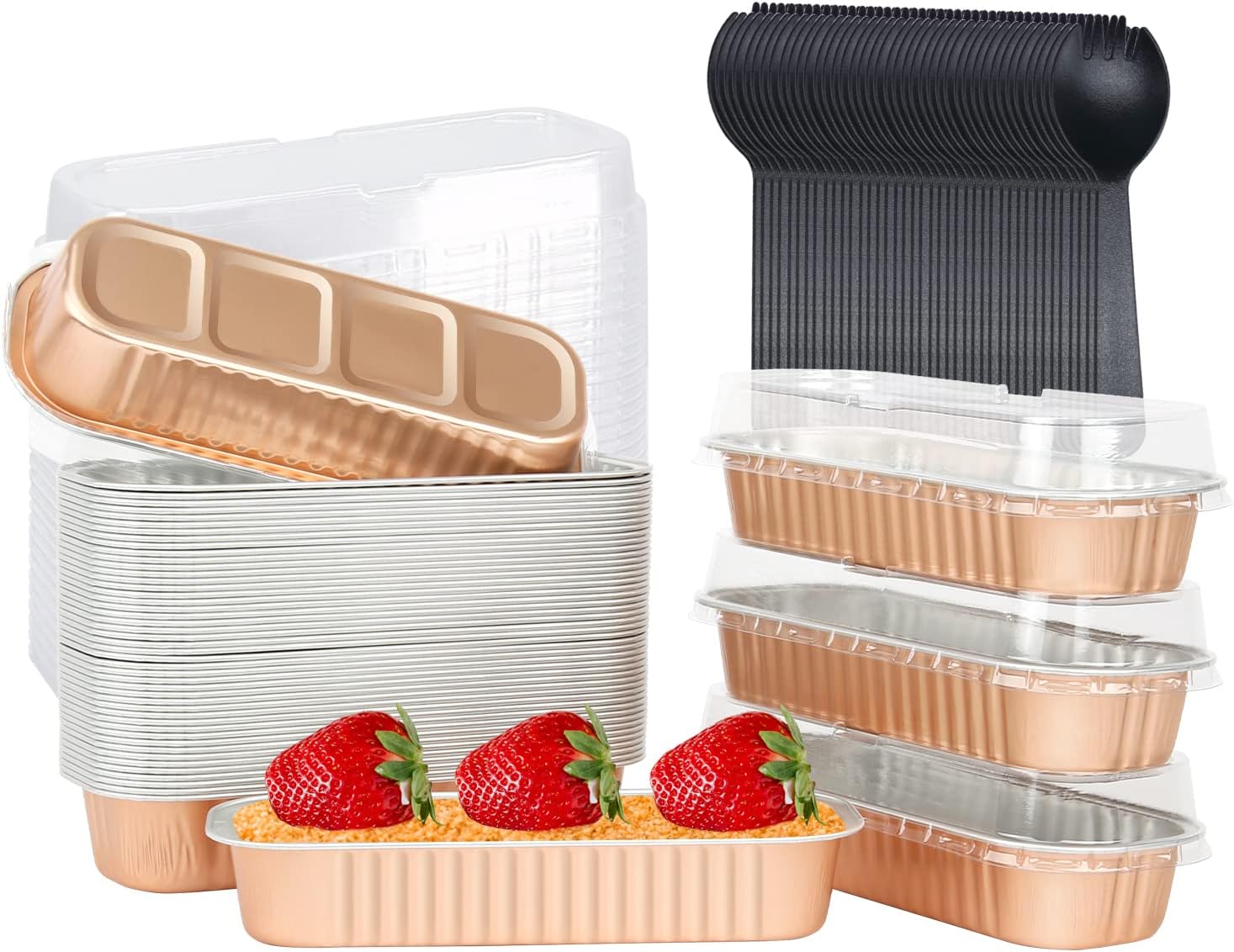 Amazon.com: OUKEYI 6.8 Oz Aluminum Foil Mini Loaf Pans With Lids ...