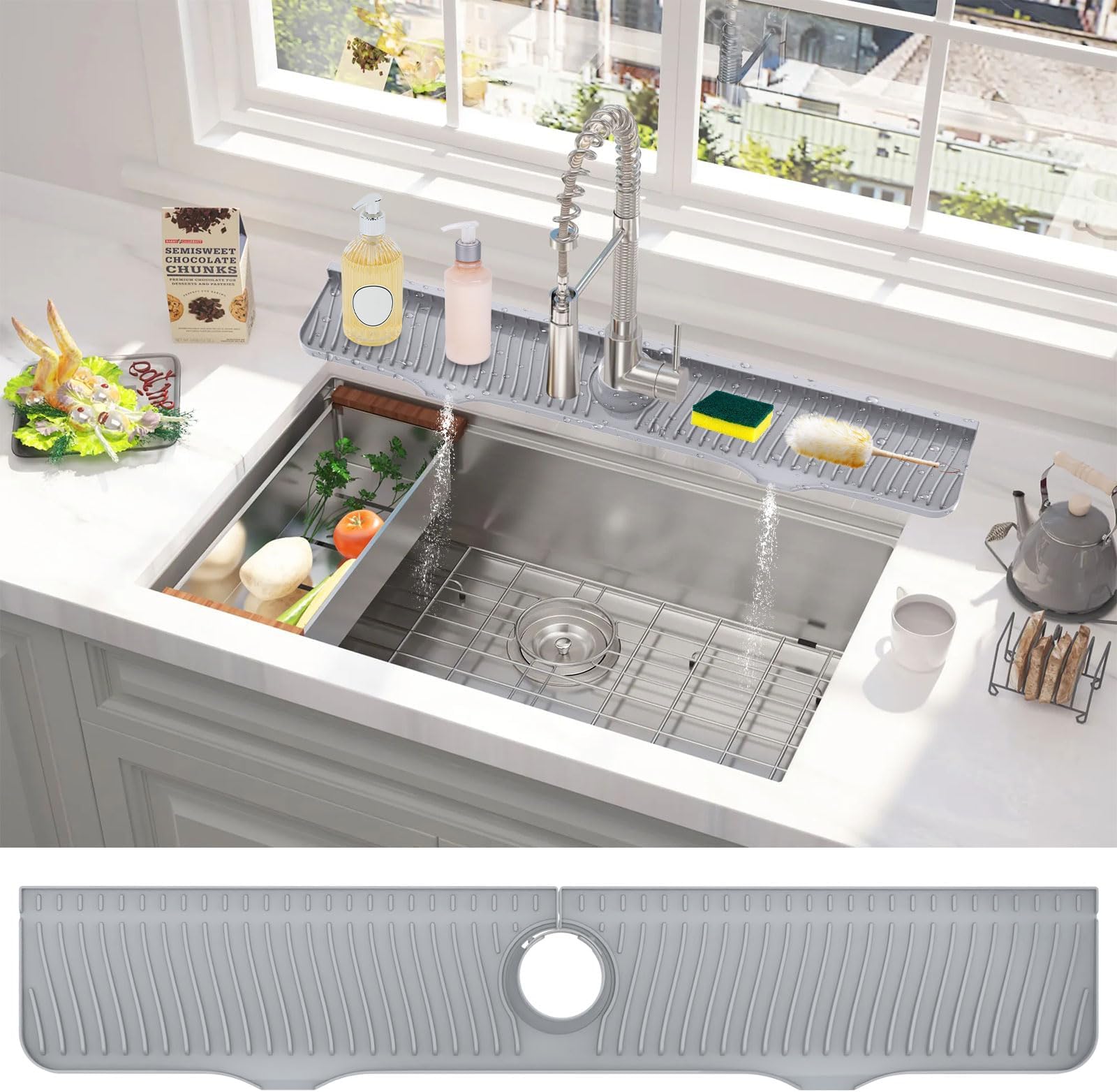 Amazon.com: 30 inch Kitchen Sink Splash Guard, 30'' X 5.7'' Sink Faucet ...