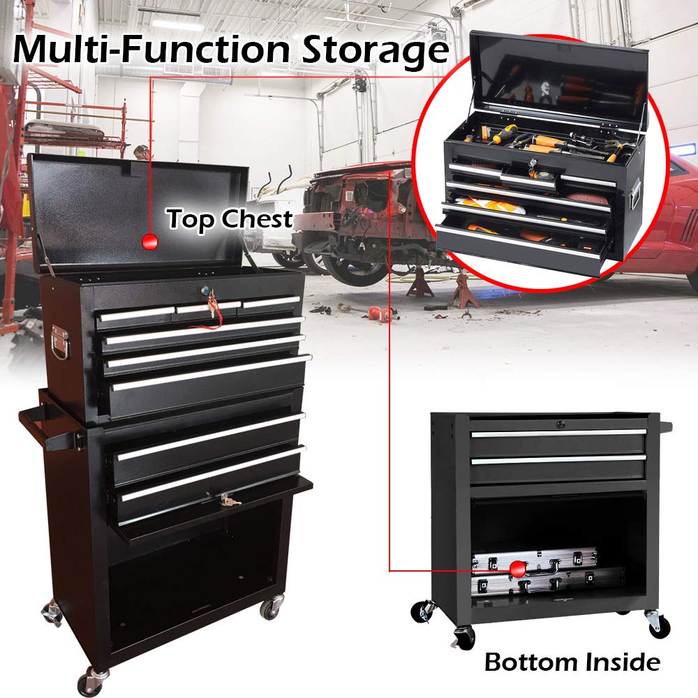 Eco Home Tool Chest with 8 Drawer,High Capacity Rolling Tool Box ...