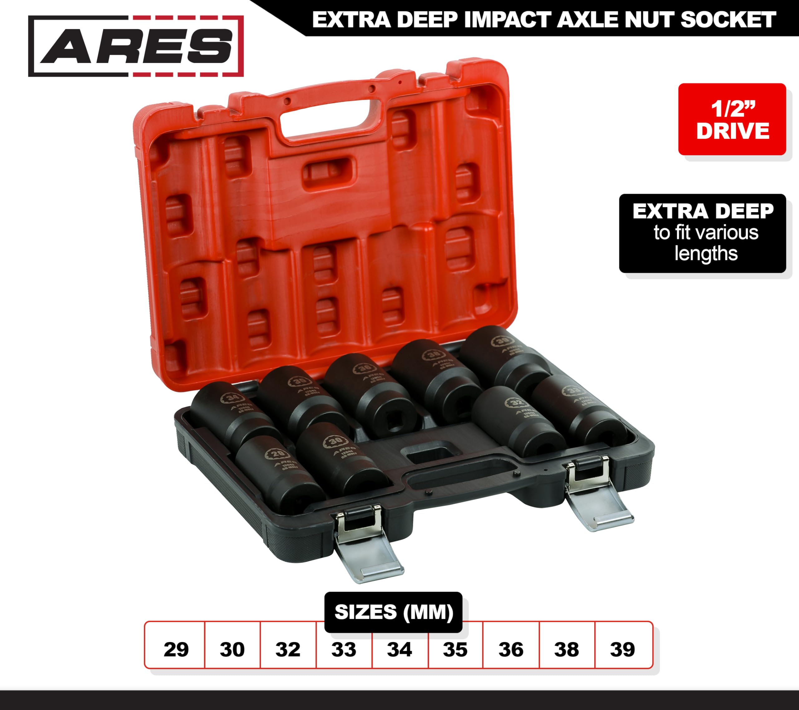 Snapklik.com : 12066-9-Piece Axle Nut Socket Set - 29-39mm Axle Nut ...