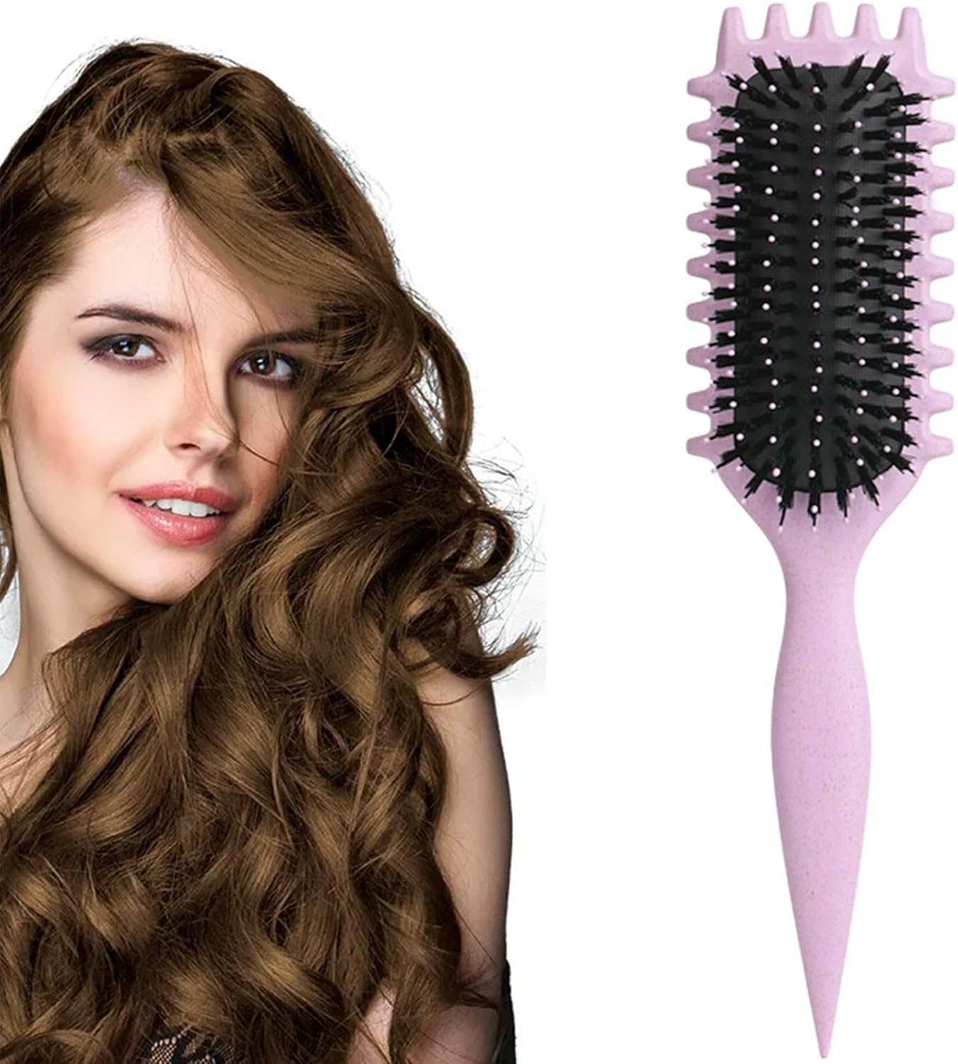 Buy Curly Hair Comb, Curl Defining Brush, Bristle Hair Styling Brush ...