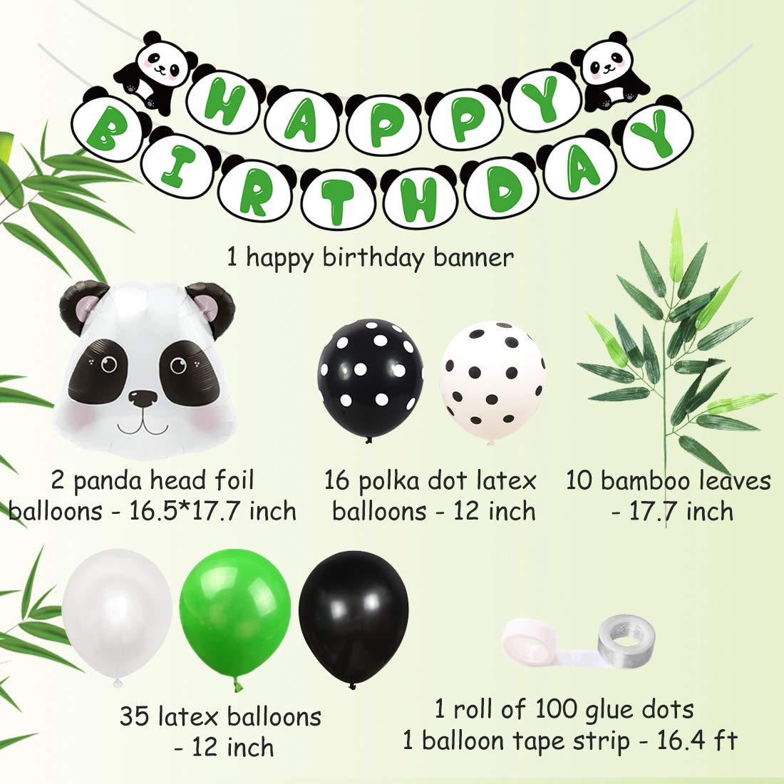 Panda Birthday Decorations for Girls Boys Balloon Garland Kit, Panda ...