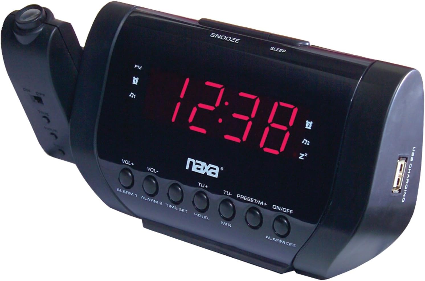 Amazon.com: NAXA Electronics NRC-167 Wall-Projection Dual Alarm Clock ...