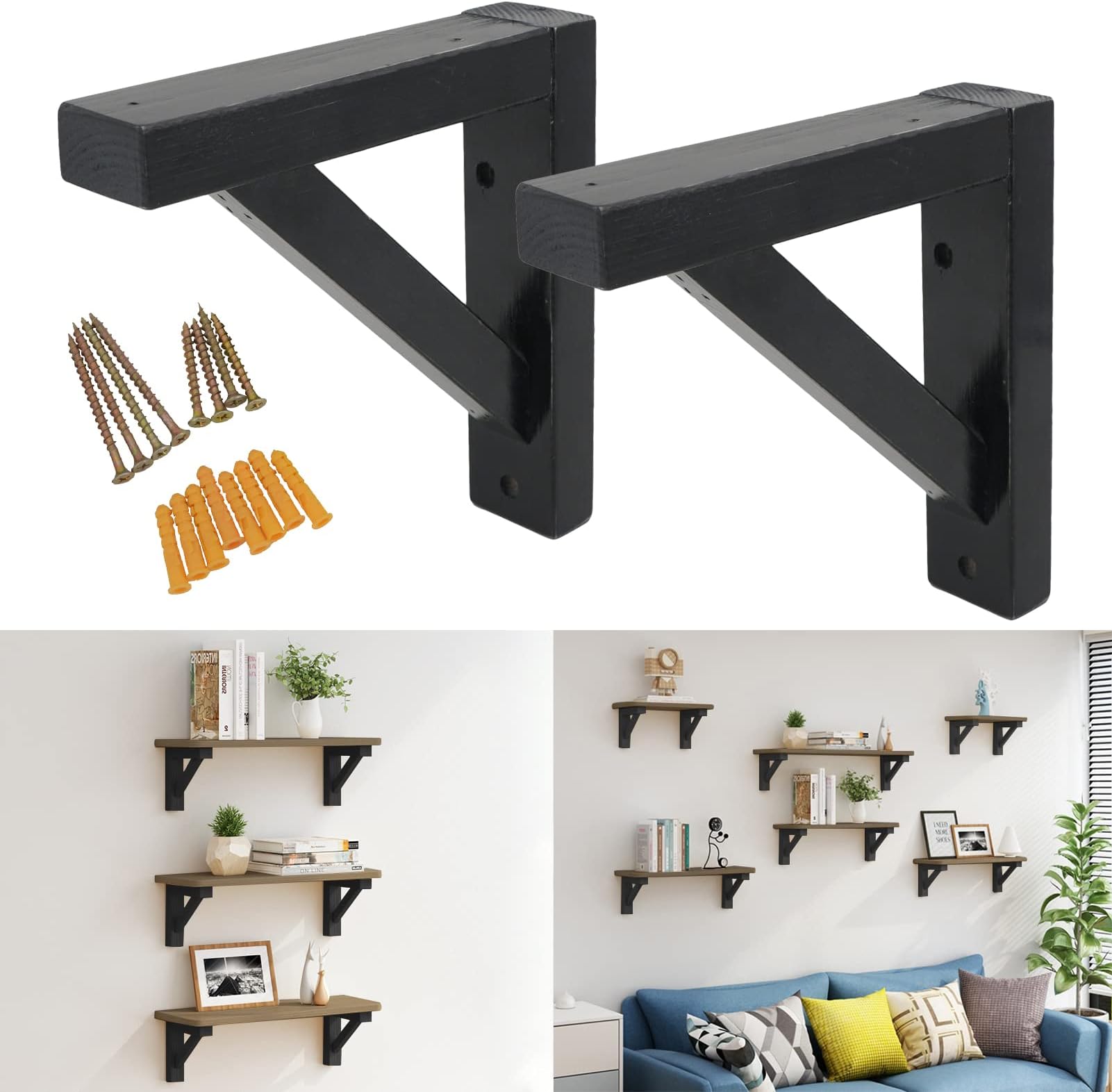 Permo 2 pcs Wall Mount Wood Bracket for Sconces Pendant Lights Swag ...