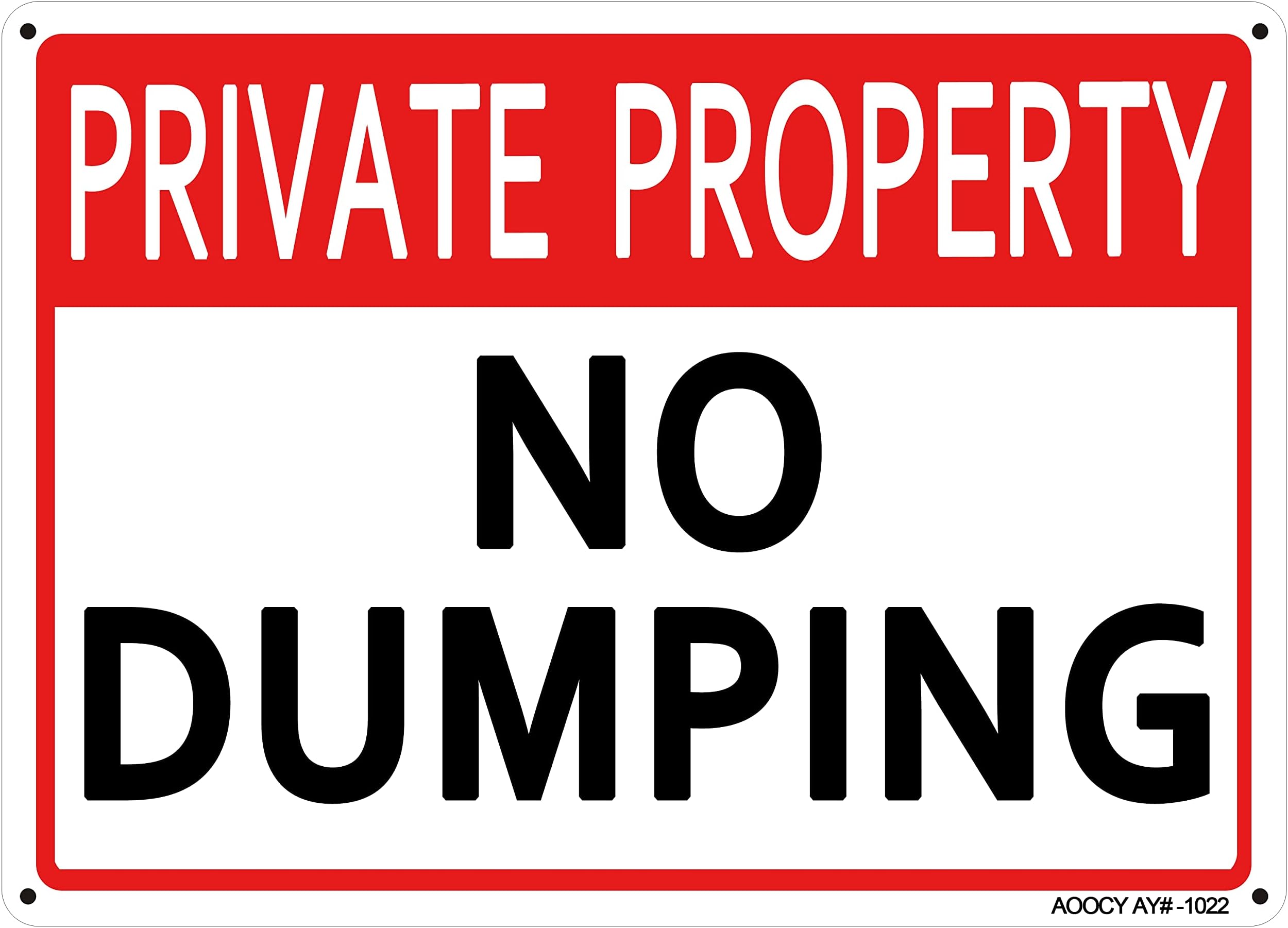 No Dumping Sign, Private Property - Metal Aluminum Rust Free | 7" x 9.8 ...