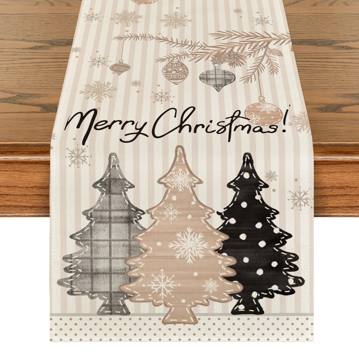 Amazon.com: Artoid Mode Stripes Pine Trees Merry Christmas Table Runner ...
