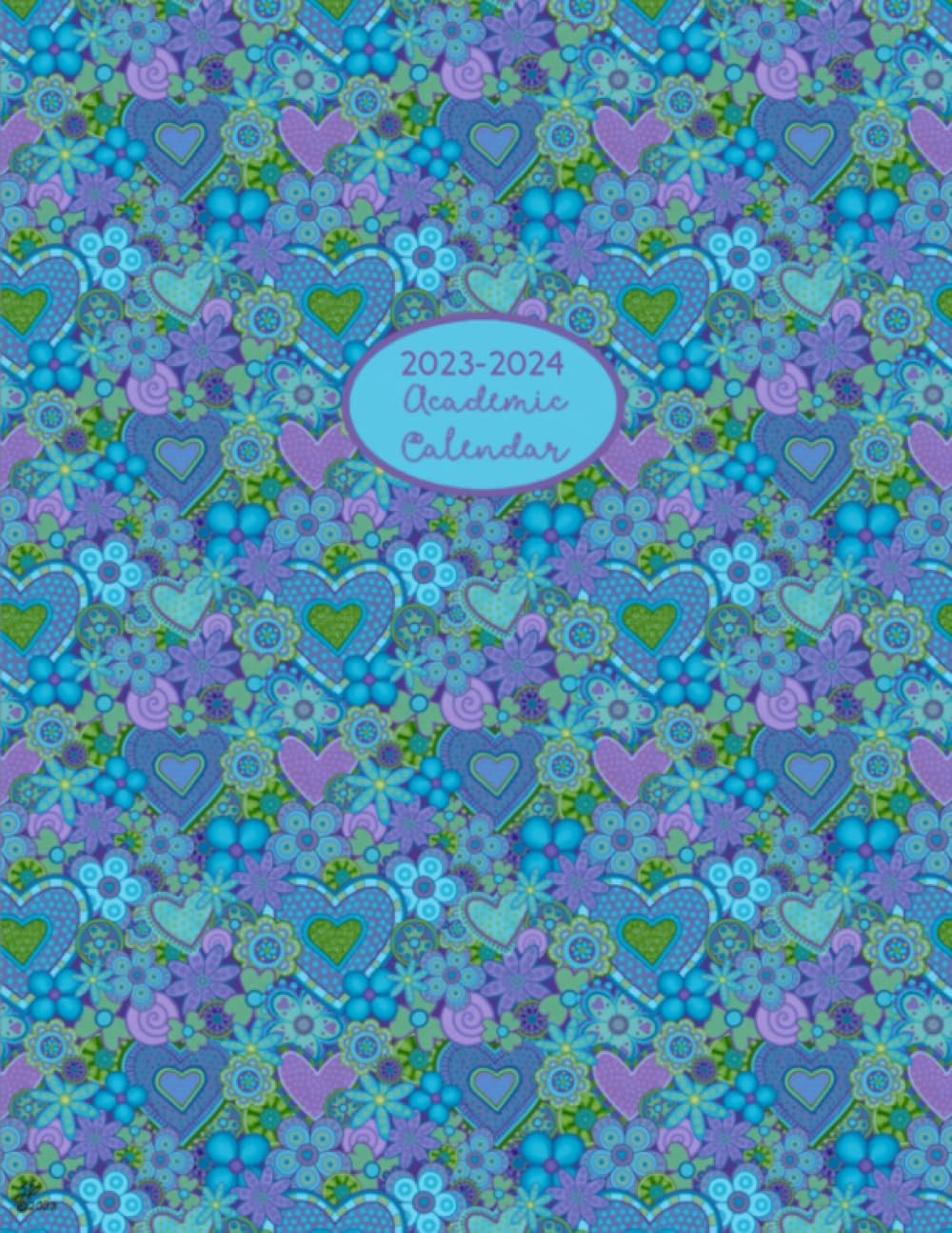 Cool Hearts and Flowers - 12 Month Academic Calendar: August 2023-July ...