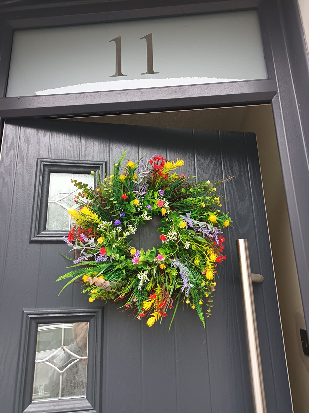 Spring Summer Door Wreath, Artificial Wildflower Garland Multipurpose ...