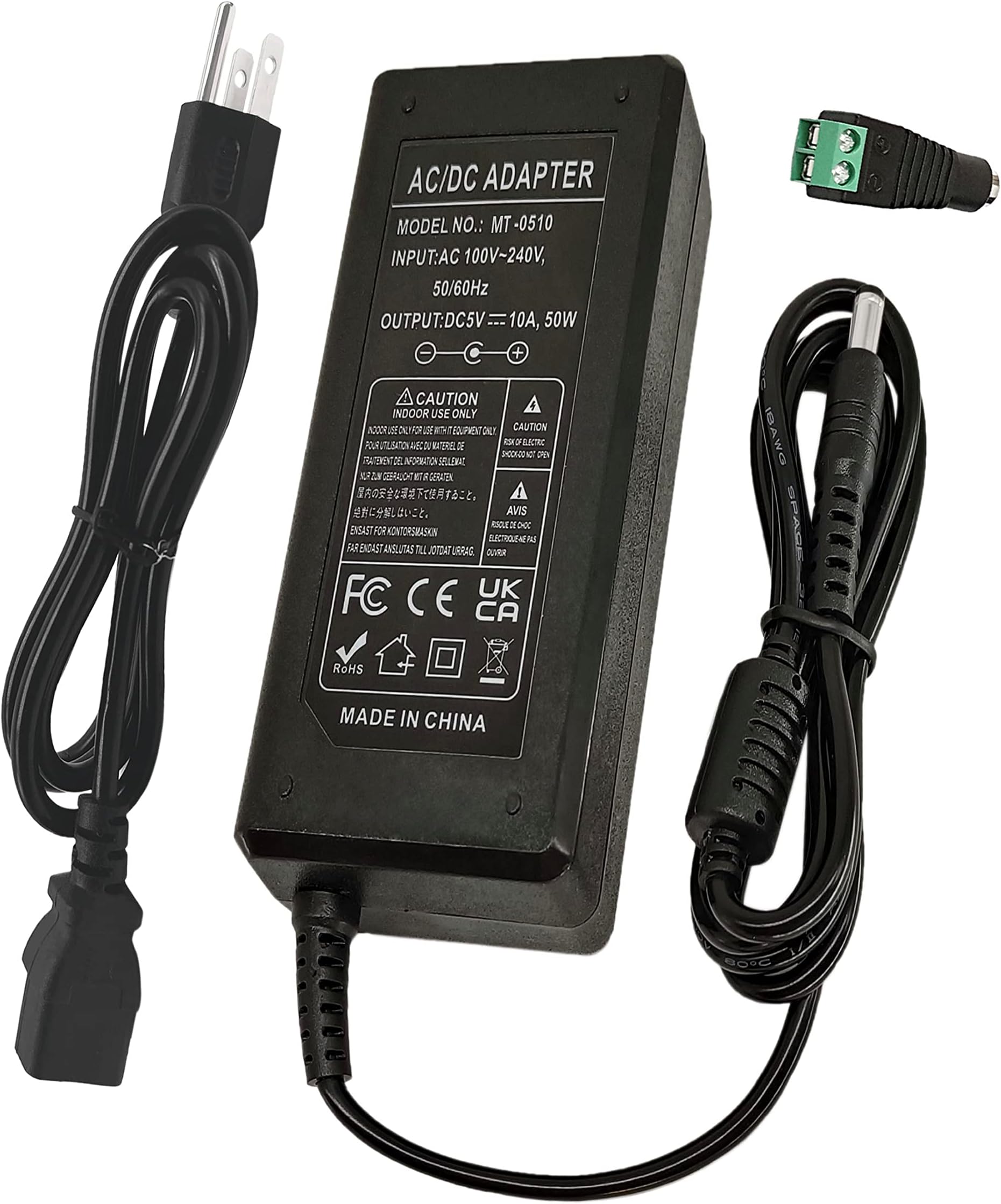 Amazon.com: MTYTOT DC 5V 10A Power Supply Adapter 100V-240V AC to 5Volt ...