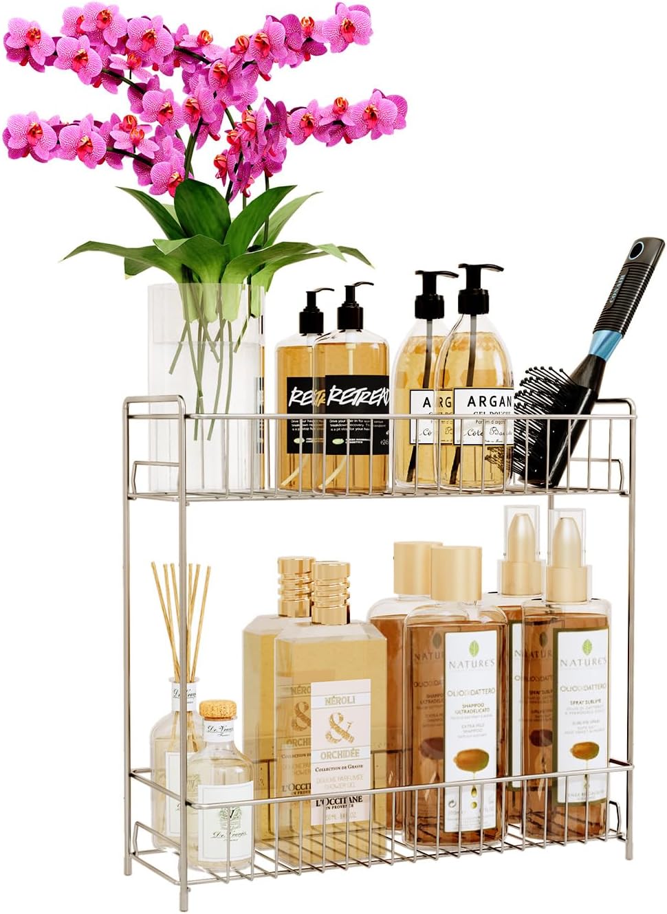 Amazon.com: YQh 2-Tier Bathroom Storage Organizer Rack, Stainless Steel ...