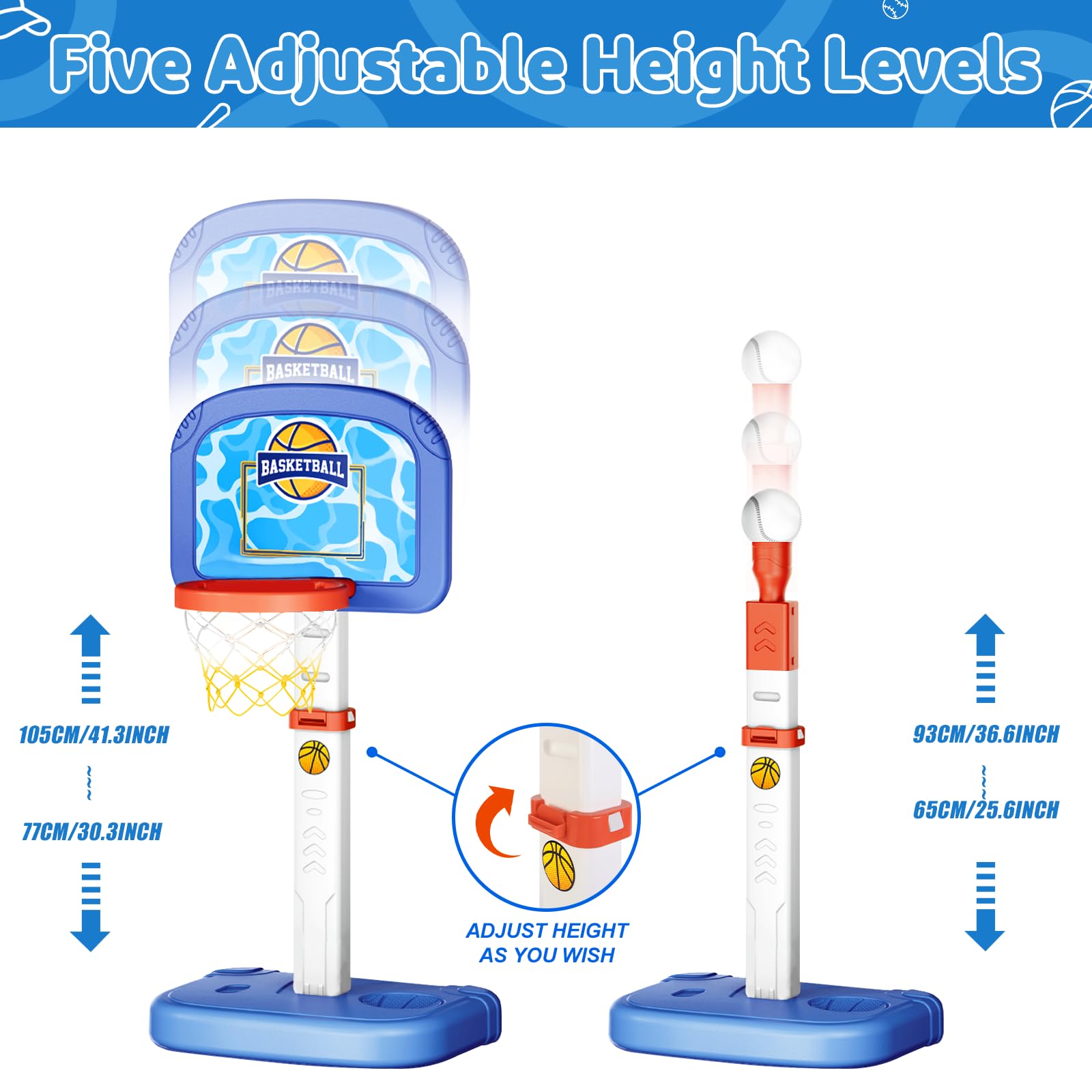 Snapklik.com : deAO 4-in-1 Basketball Hoop And T Ball Set, Pool ...