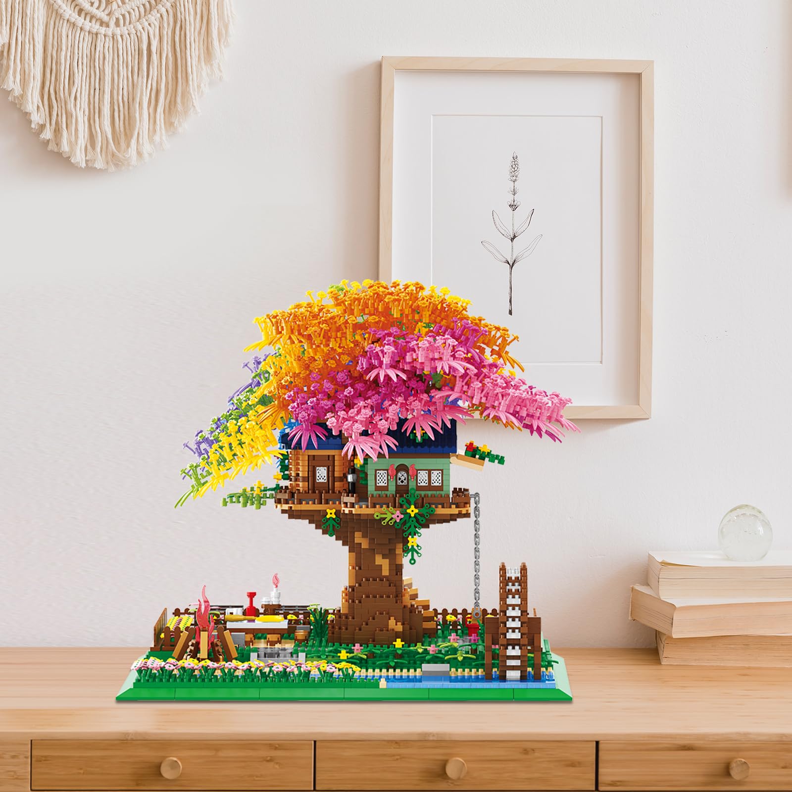Architecture Rainbow Tree Building Block, Colorful Tree House Garden ...
