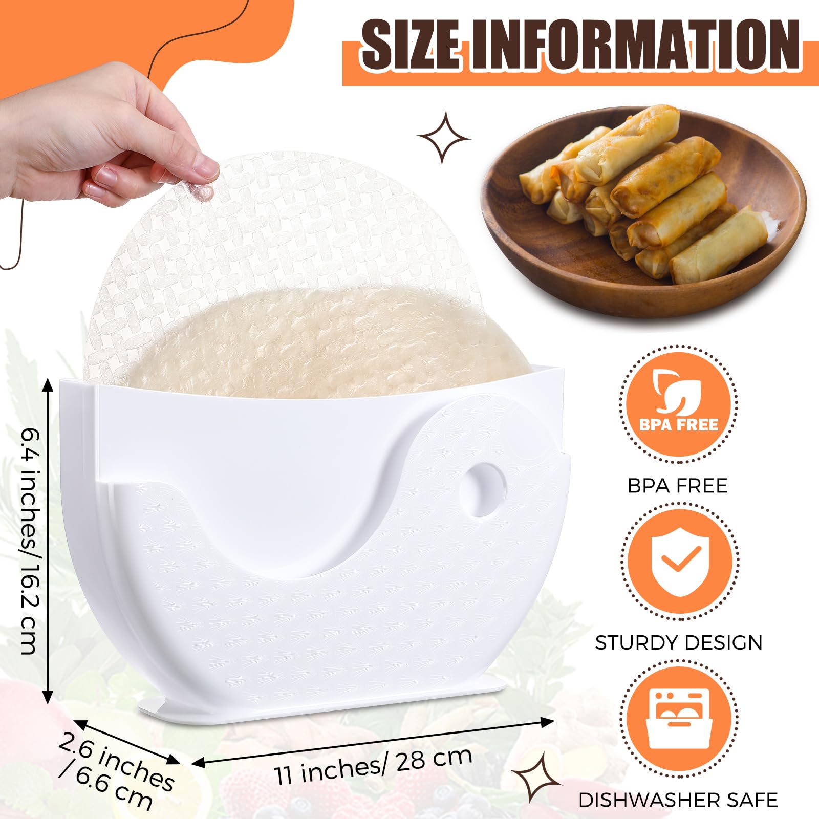 6 Pcs Rice Paper Water Bowl with Side Pocket Spring Roll Water Bowl ...