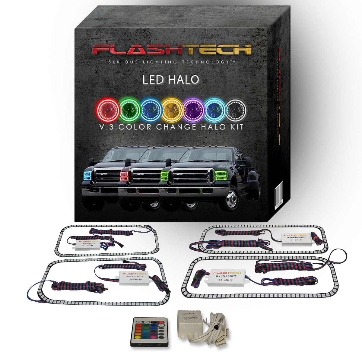 Amazon.com: Flashtech V.3 Fusion Color Change LED RGB Multi Color Halo ...