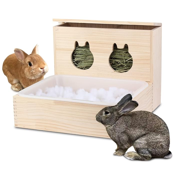 Buy Mochidoki Rabbit Hay Feeder and Litter Pan Combo, Wooden Hay Feeder ...