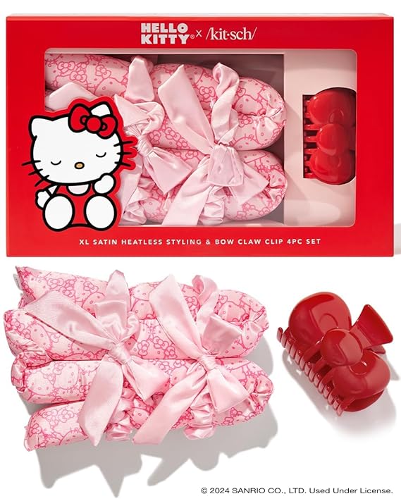 Amazon.com : Hello Kitty x Kitsch XL Satin Heatless Curling Set ...