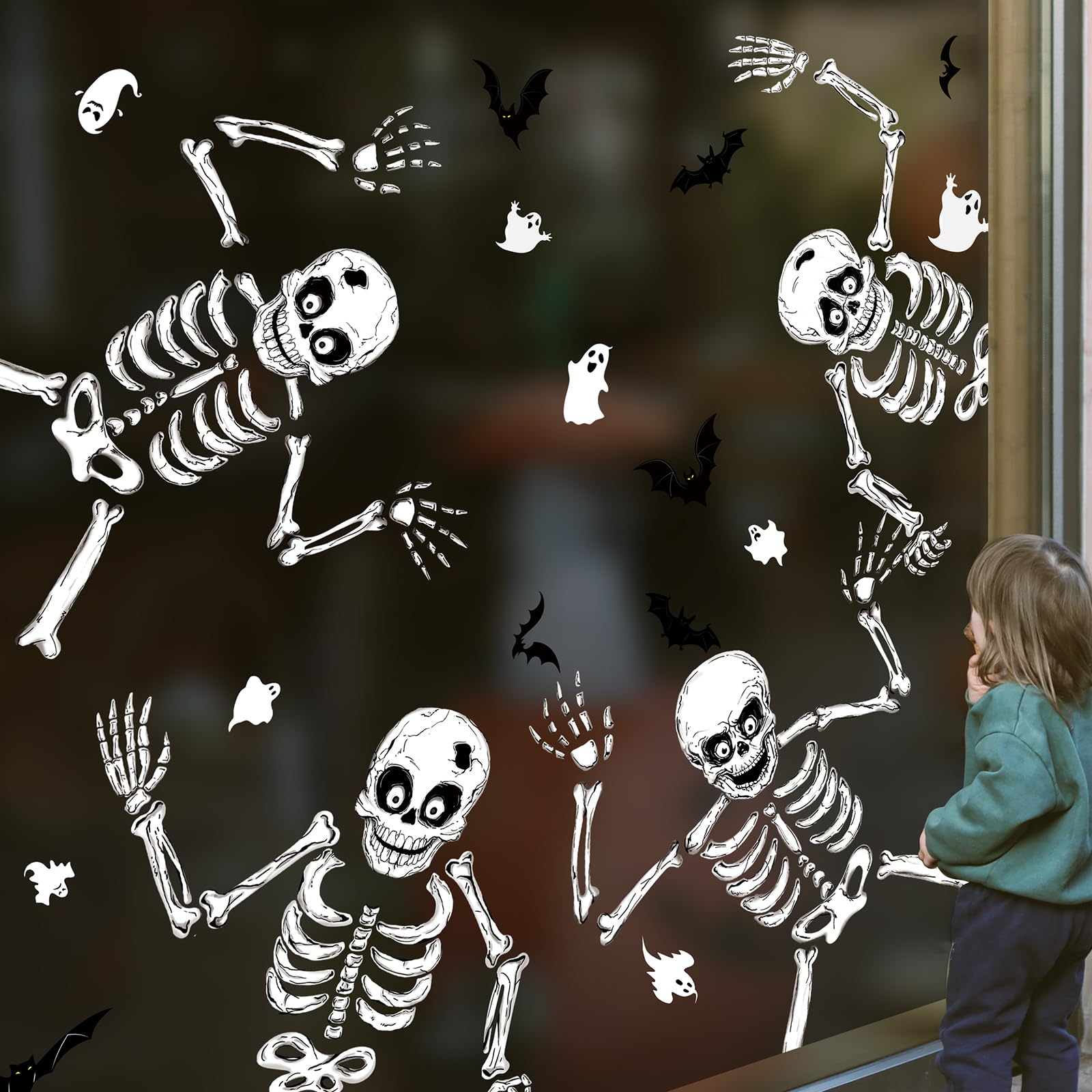 Amazon.com: Halloween Window Skeleton Clings – 8 Sheets of Extra Large ...