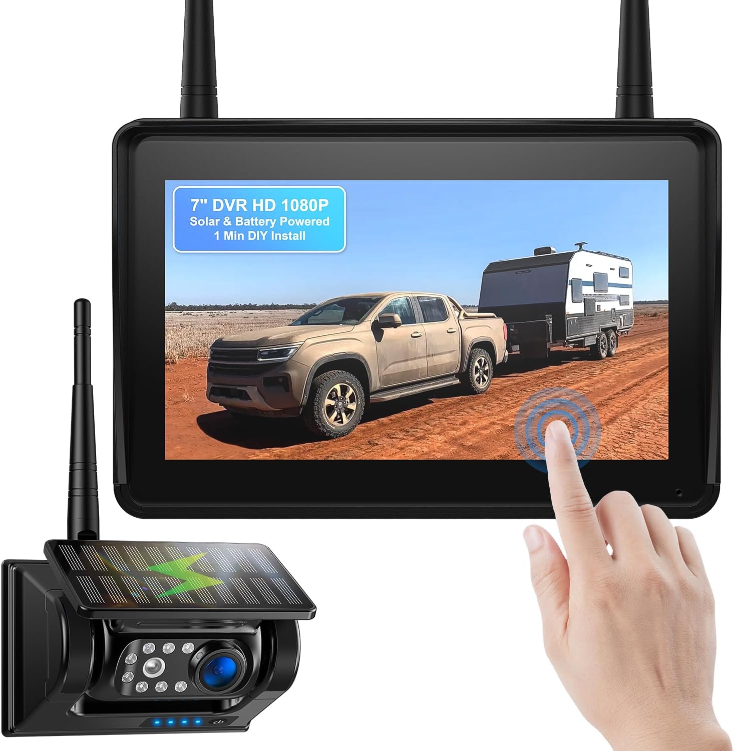 Amazon.com: Fookoo Magnetic Solar Wireless Backup Camera 7" IPS ...