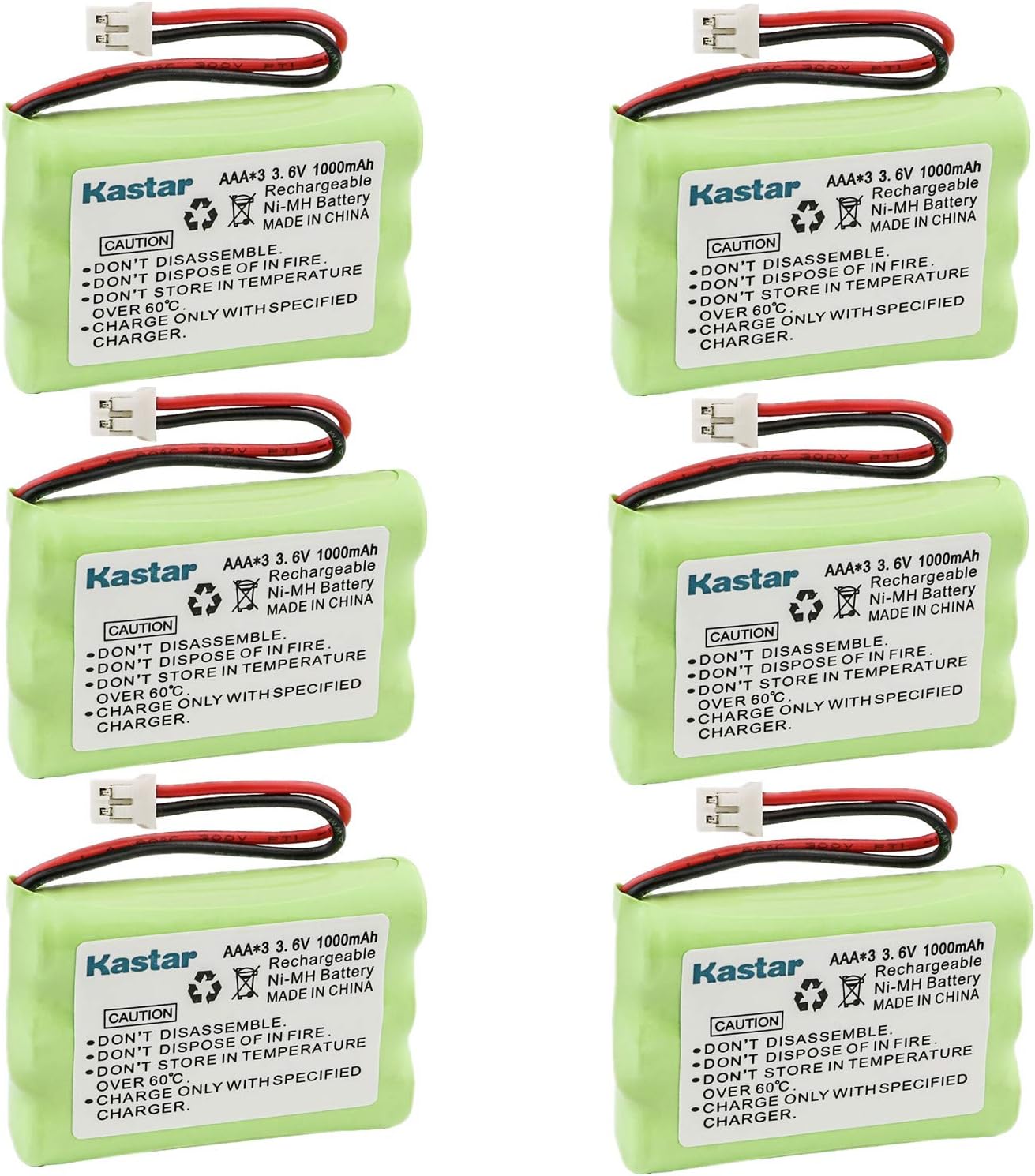 Amazon.com: Kastar 6-Pack AAAX3 3.6V PH 1000mAh Ni-MH Battery for ...