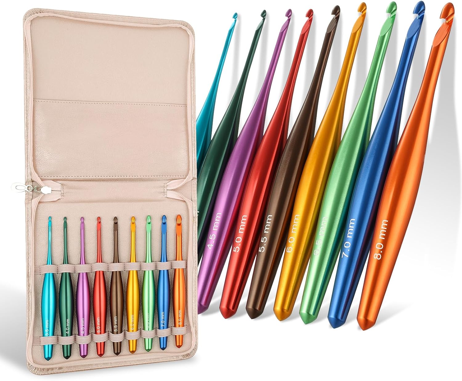 Amazon.com: Ergonomic Crochet Hooks Set 3.5mm-8mm Hand-Polished Premium ...