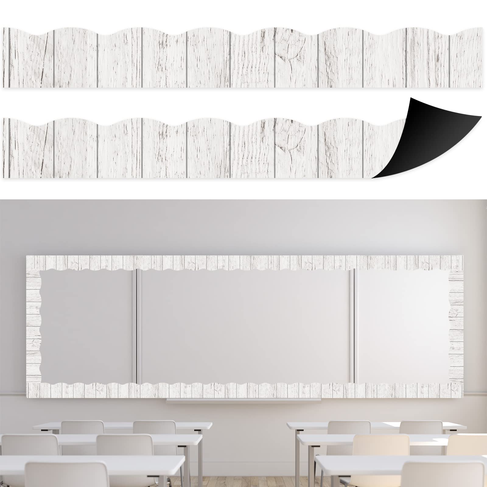 Snapklik.com : 12 Piece Magnetic White Wood Bulletin Board Border ...