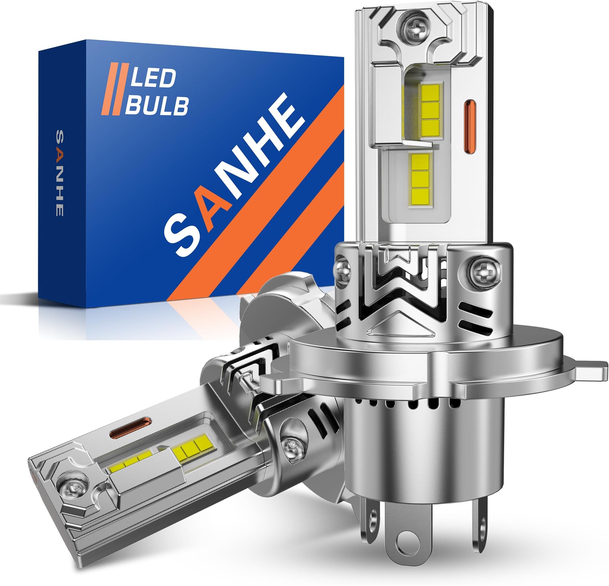 Amazon | SANHE H4 LED ヘッドライト 車検対応 爆光 Hi/Lo切替 6500K 車/バイク用 DC12V ハロゲンサイズ 三重放熱 静音ファン 長寿命 高光効LEDチップ ...