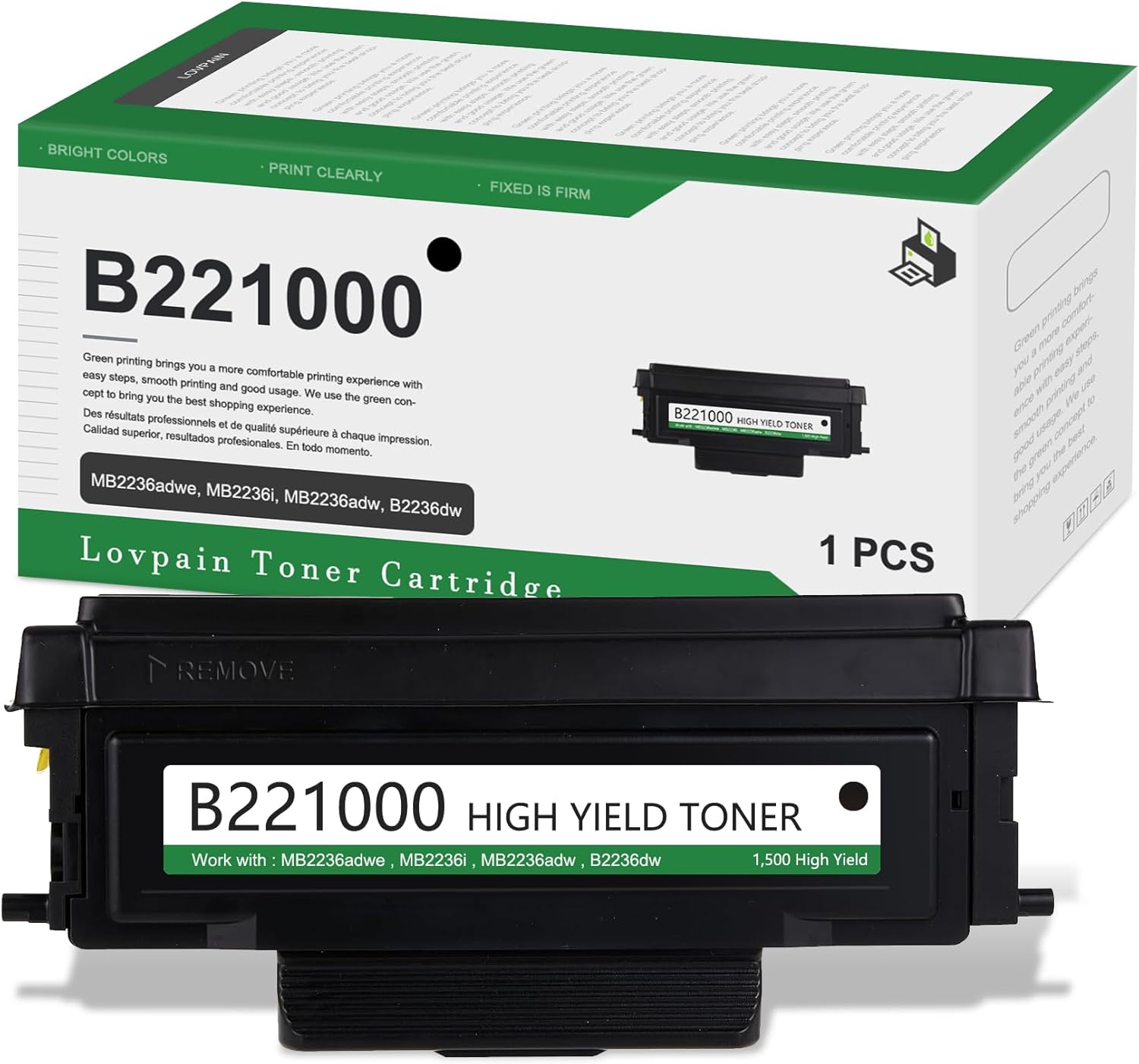 Amazon.com: B221000 Black Toner Cartridge (1-Pack) - Compatible B2236 ...