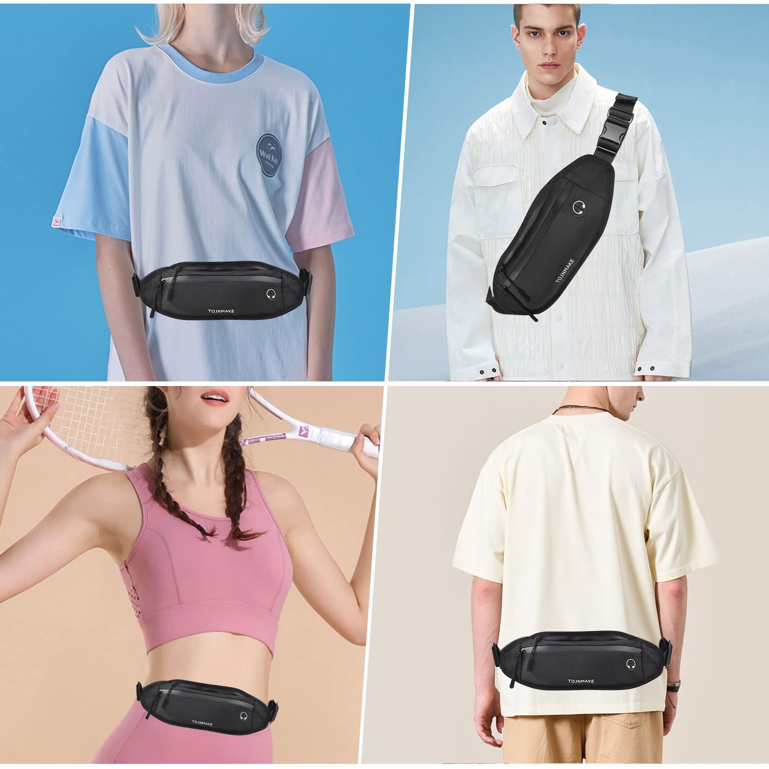 TOJNMAKE Running Belt Fanny Pack for Women Men Waterproof Small Waist ...